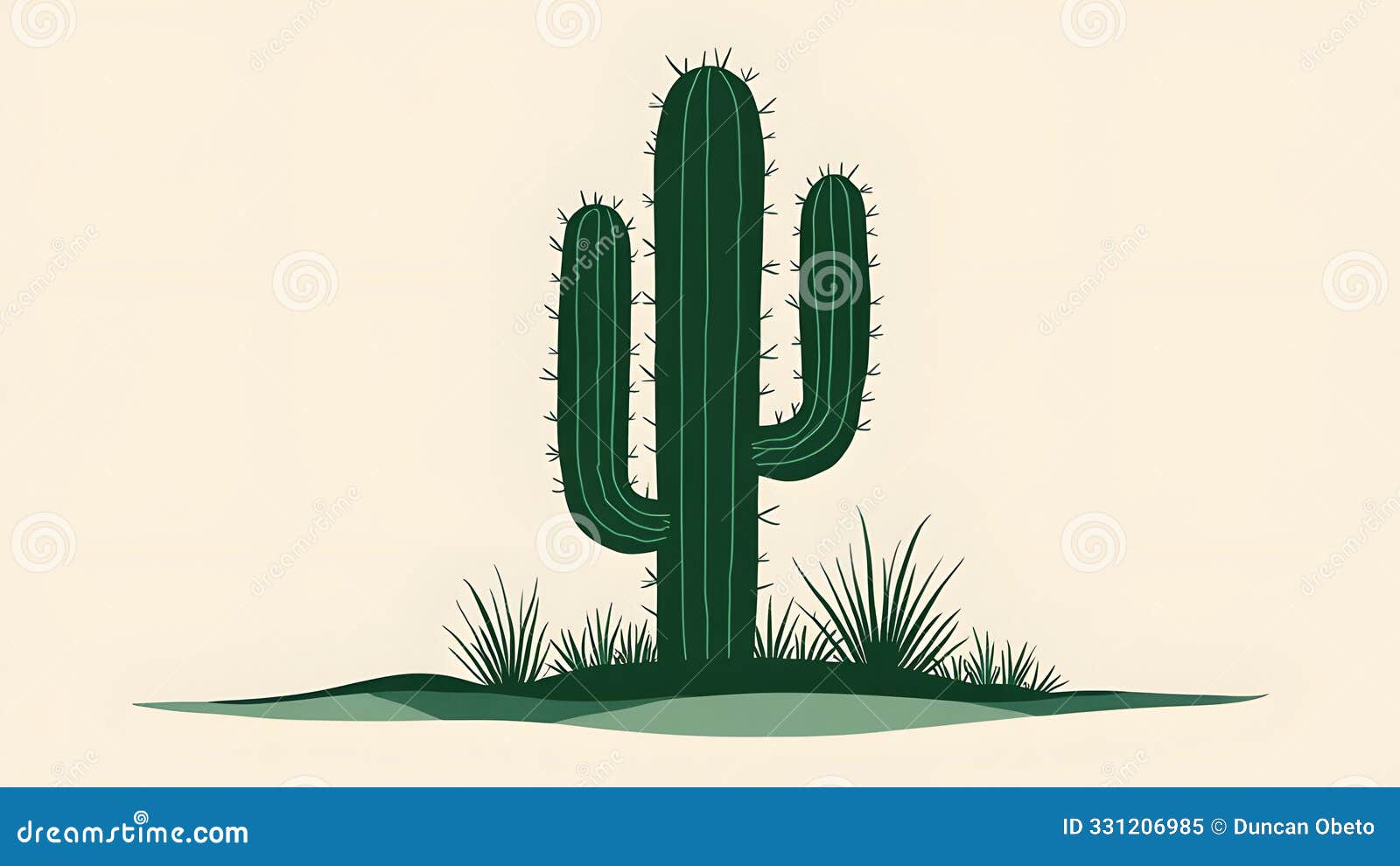 Stylized Cactus Illustration. AI-Generated. Stock Illustration ...