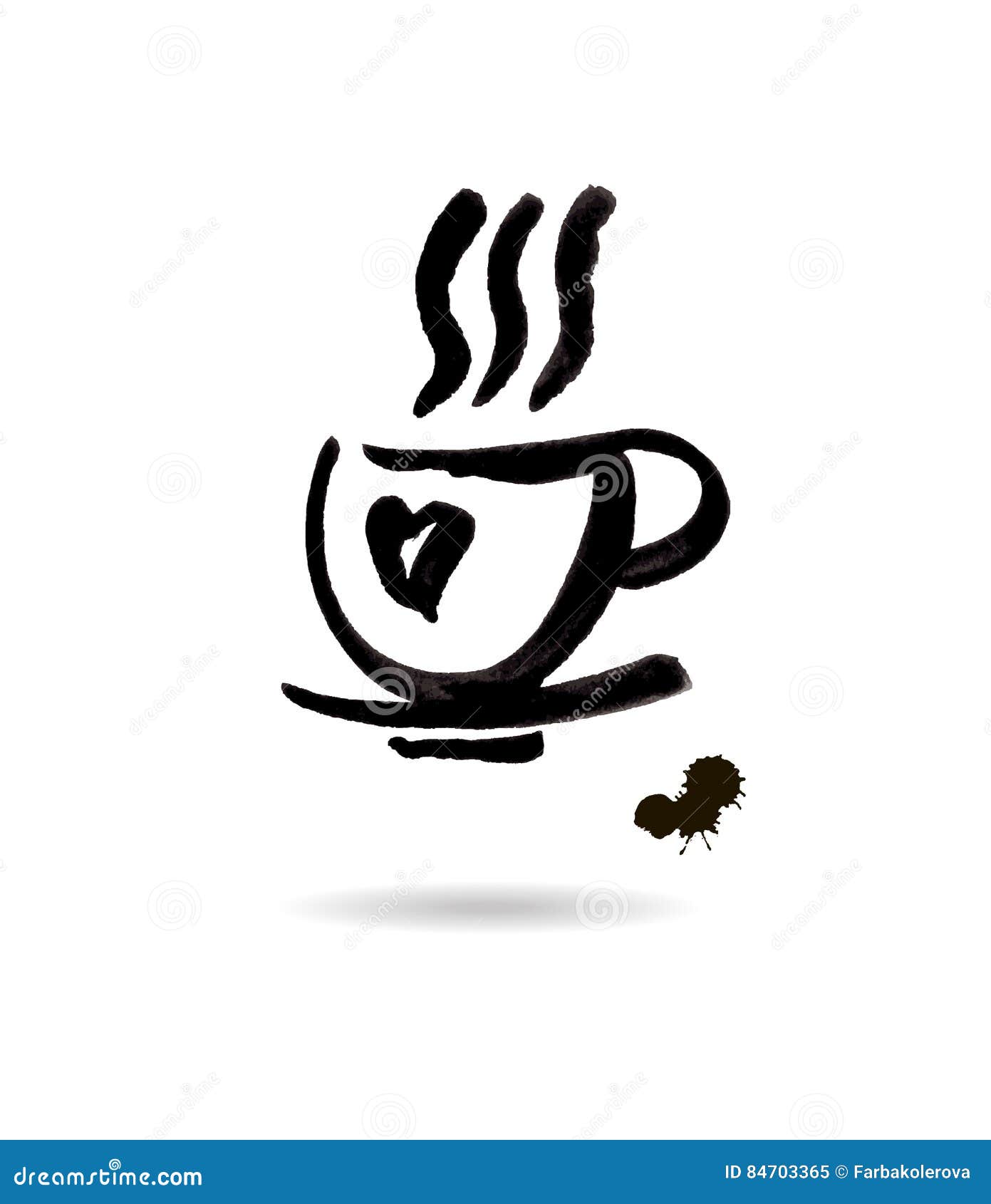 Stylized Calligraphic Ink Cup. Hand Drawn Design Elements. Modern Brush ...