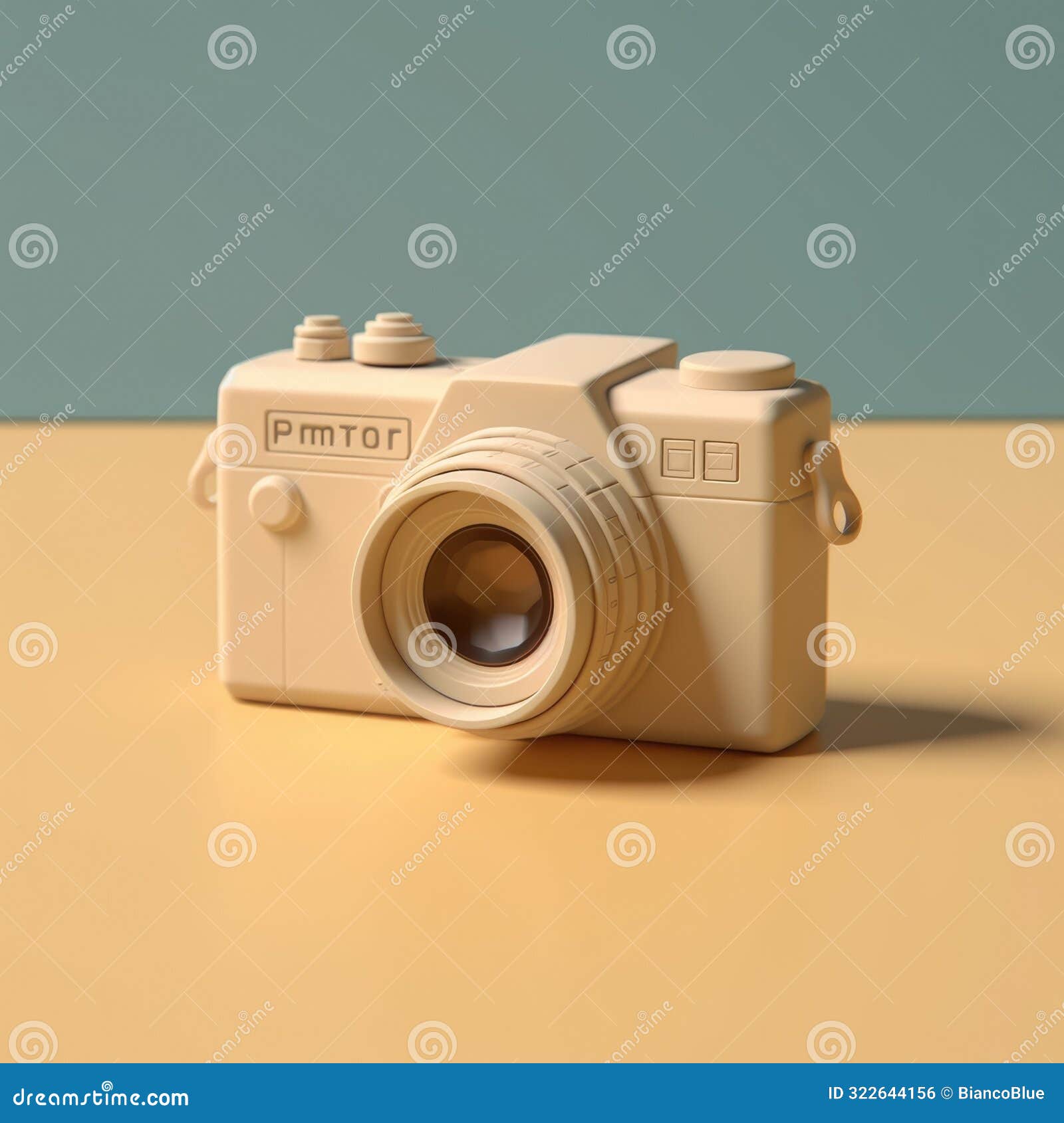 Stylized Vintage Film Camera Image with 3D Effect on Blue Background ...