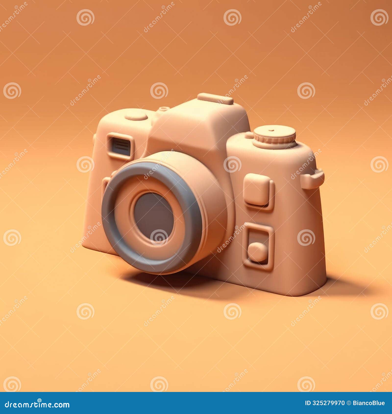 Stylized Vintage Film Camera Image with 3D Effect on Orange Background ...