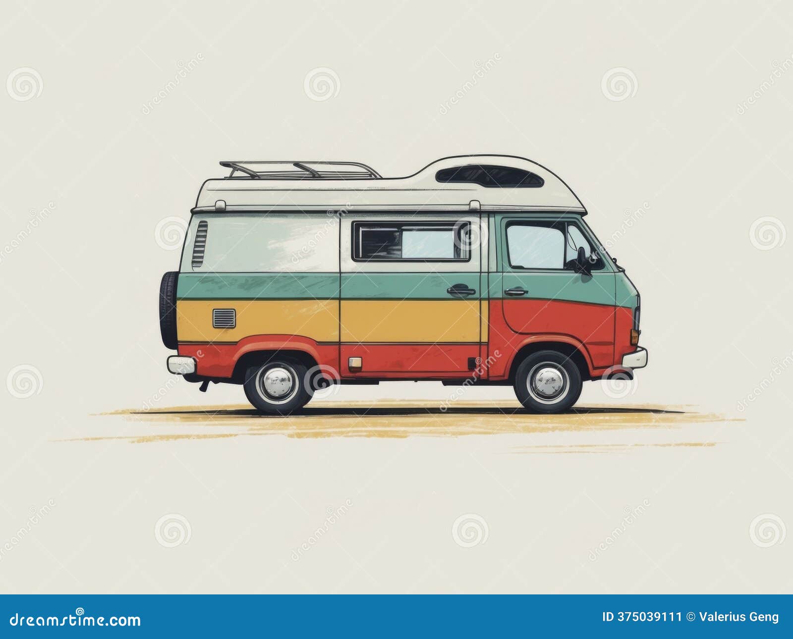 Camper Van Stylized Symbol Of Journey Truck Vector Illustration ...