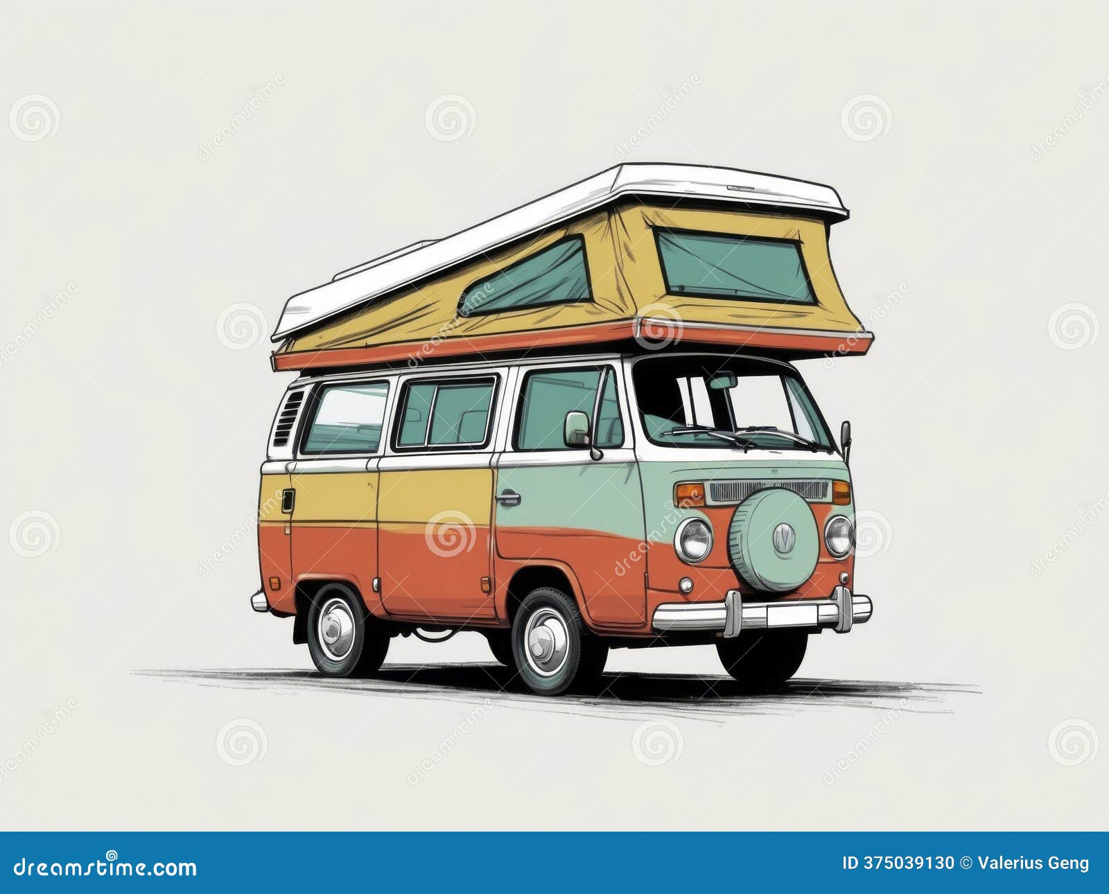 Camper Van Stylized Symbol Of Journey Truck Vector Illustration ...