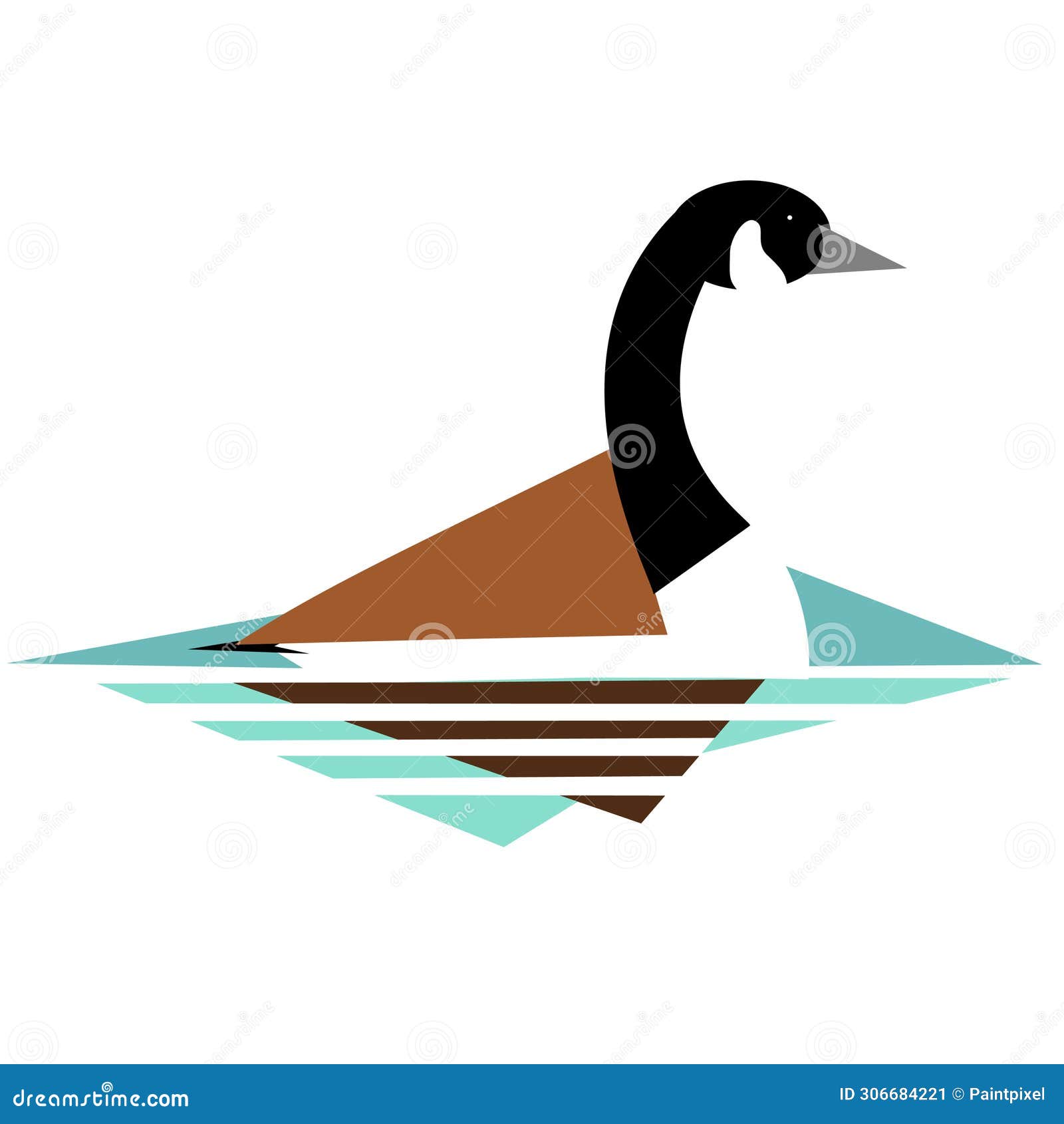 Stylized Canada Goose on Water Stock Illustration - Illustration of ...
