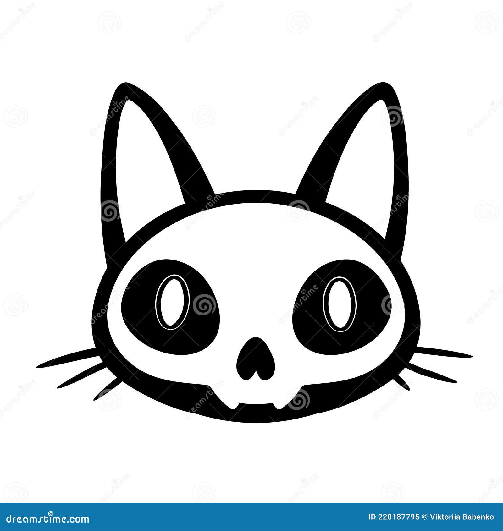 Stylized Cartoon Cat Skull Head Stock Vector - Illustration of evil ...
