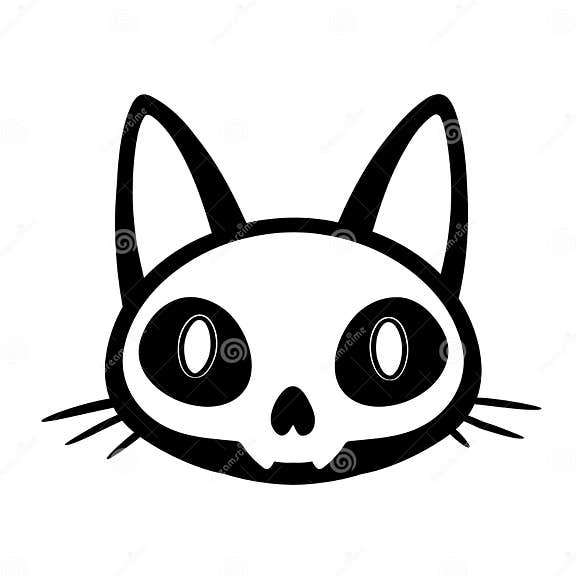 Stylized Cartoon Cat Skull Head Stock Vector - Illustration of evil ...