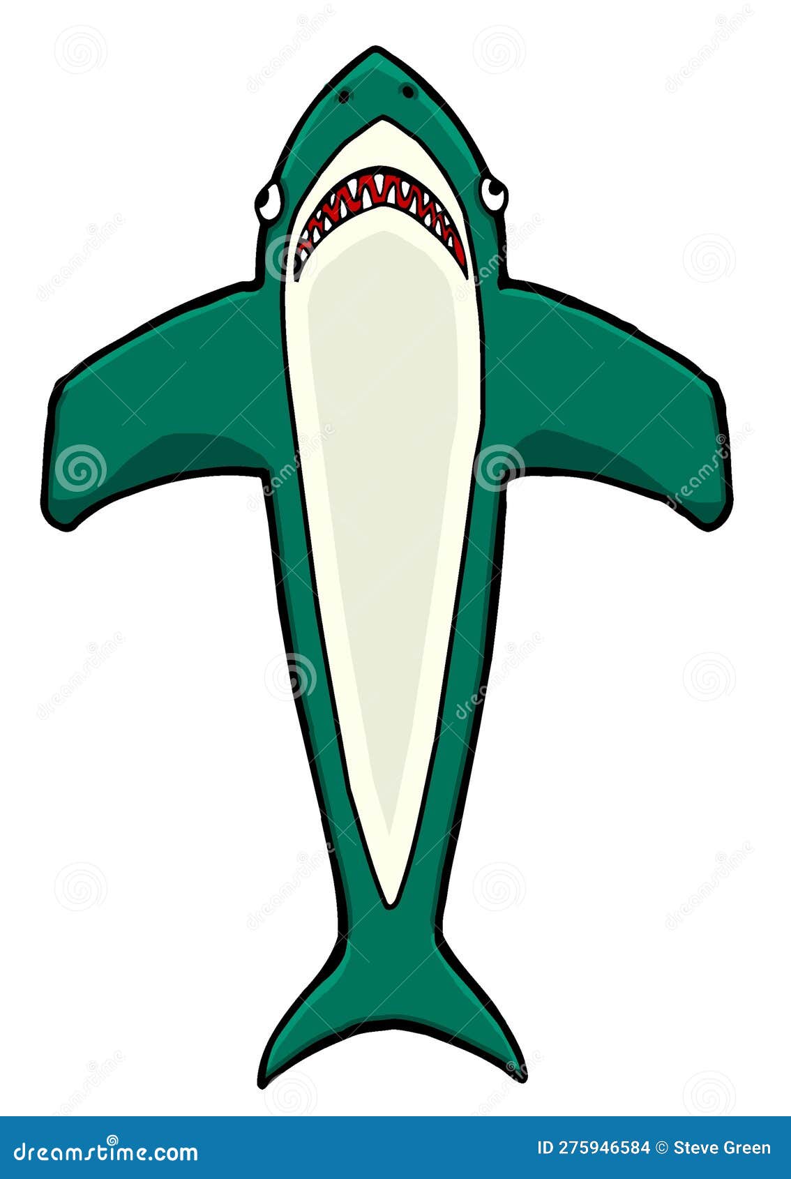 Stylized Cartoon Shark Bottom View Stock Vector - Illustration of shark ...