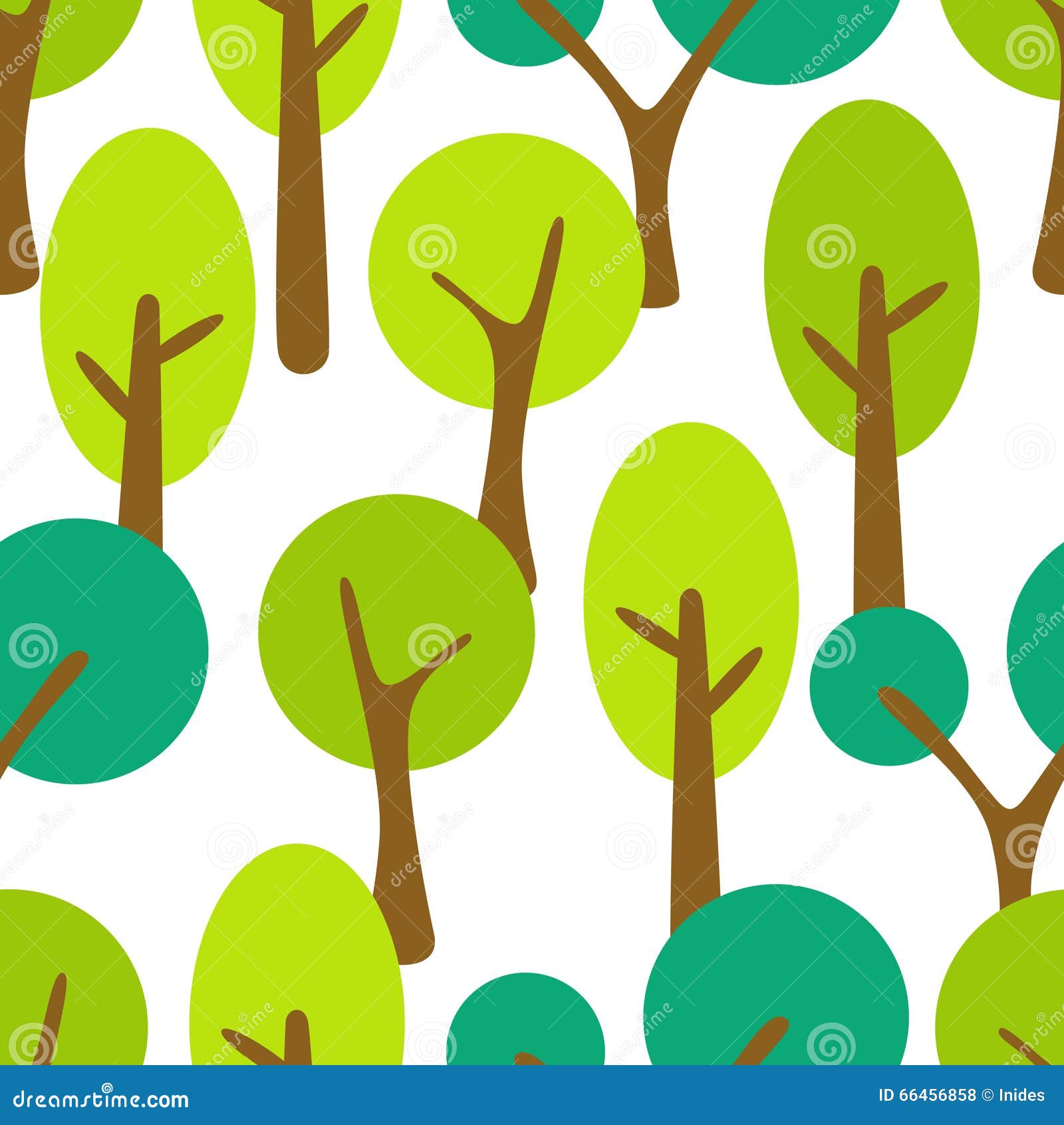 Stylized Cartoon Tree Forest Seamless Pattern. Stock Vector ...
