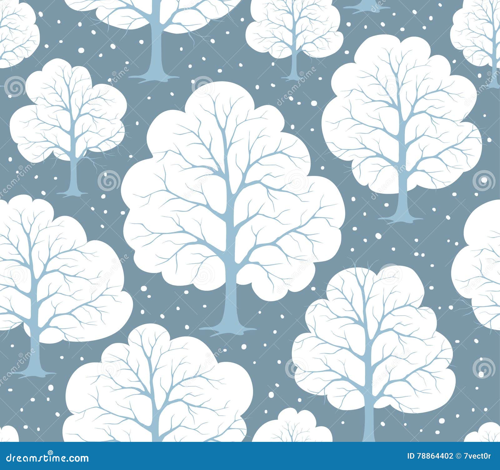Stylized Cartoon Winter Snow Trees Forest Seamless Pattern Texture ...