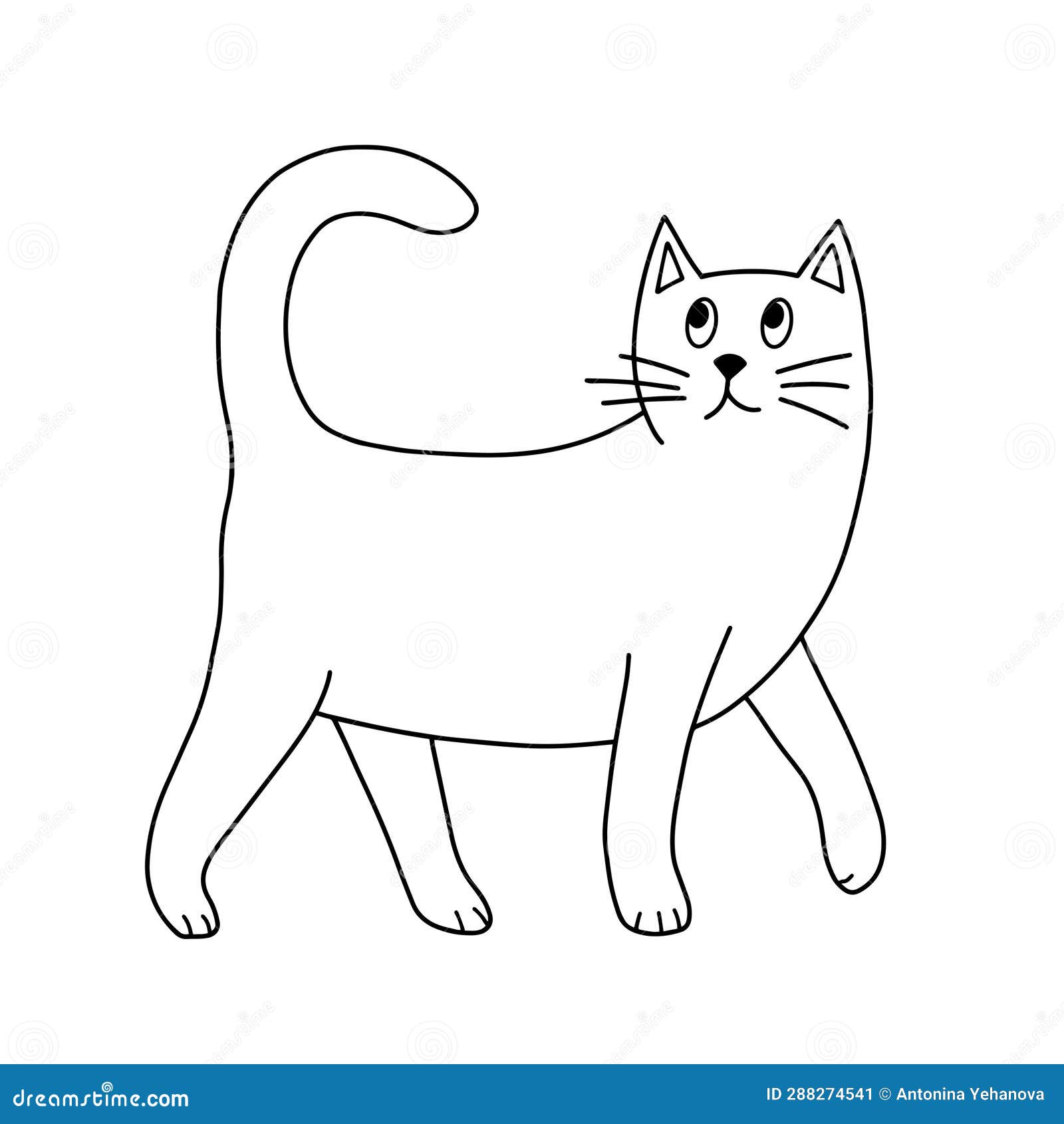Stylized Cat Character. Outline Drawing for Coloring Stock Vector ...