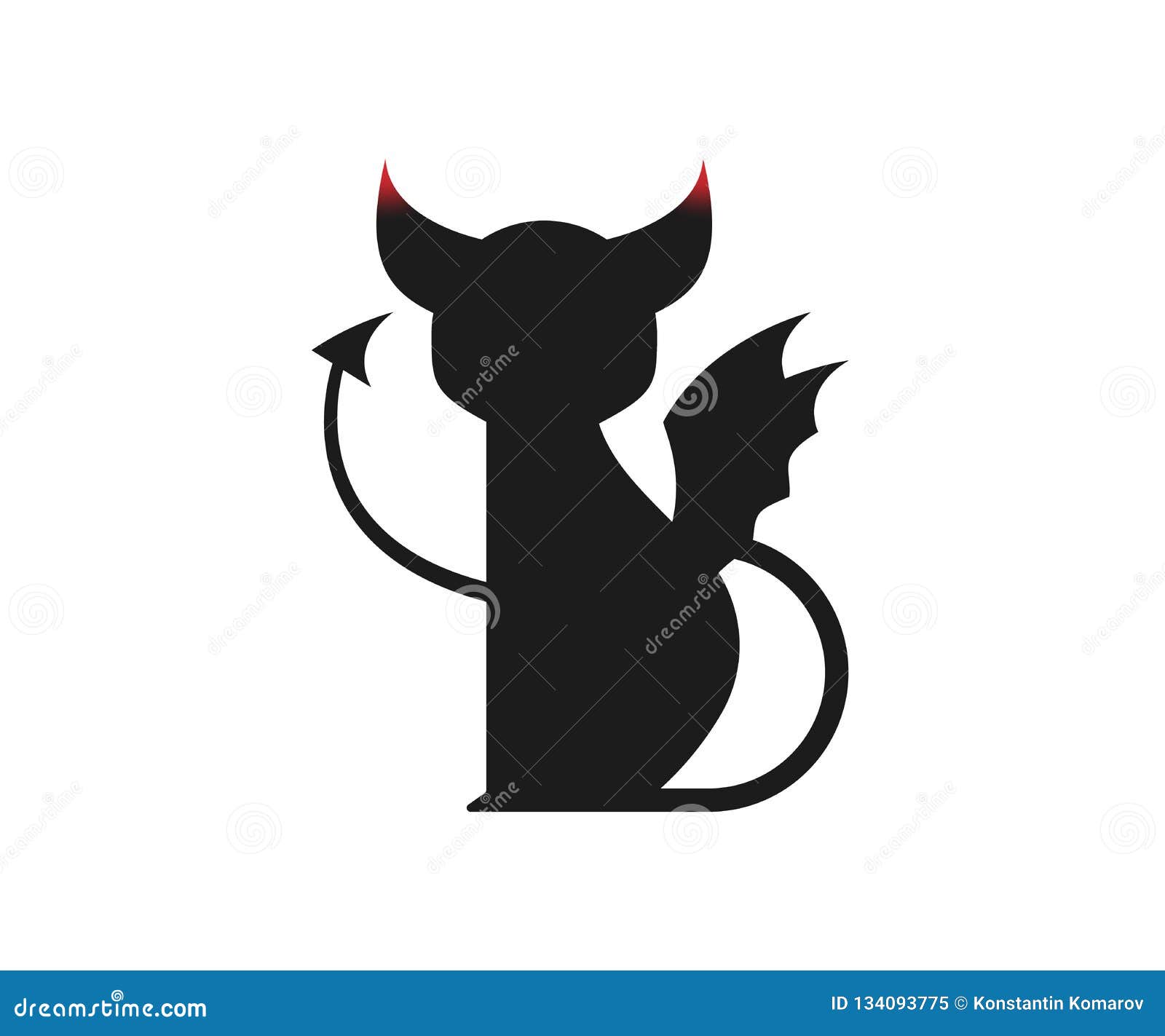 Stylized Cat in the Form of a Devil Beautiful Icon Black Color on a ...