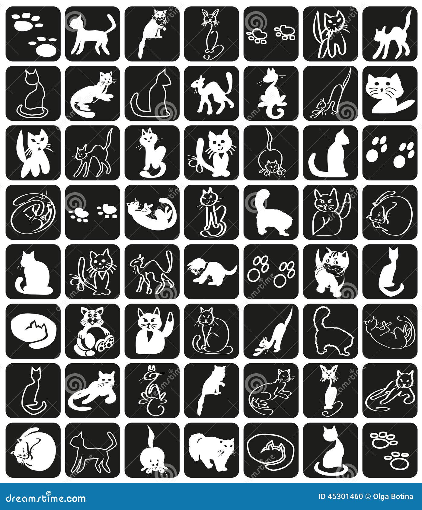 Stylized cat icons stock vector. Illustration of white - 45301460