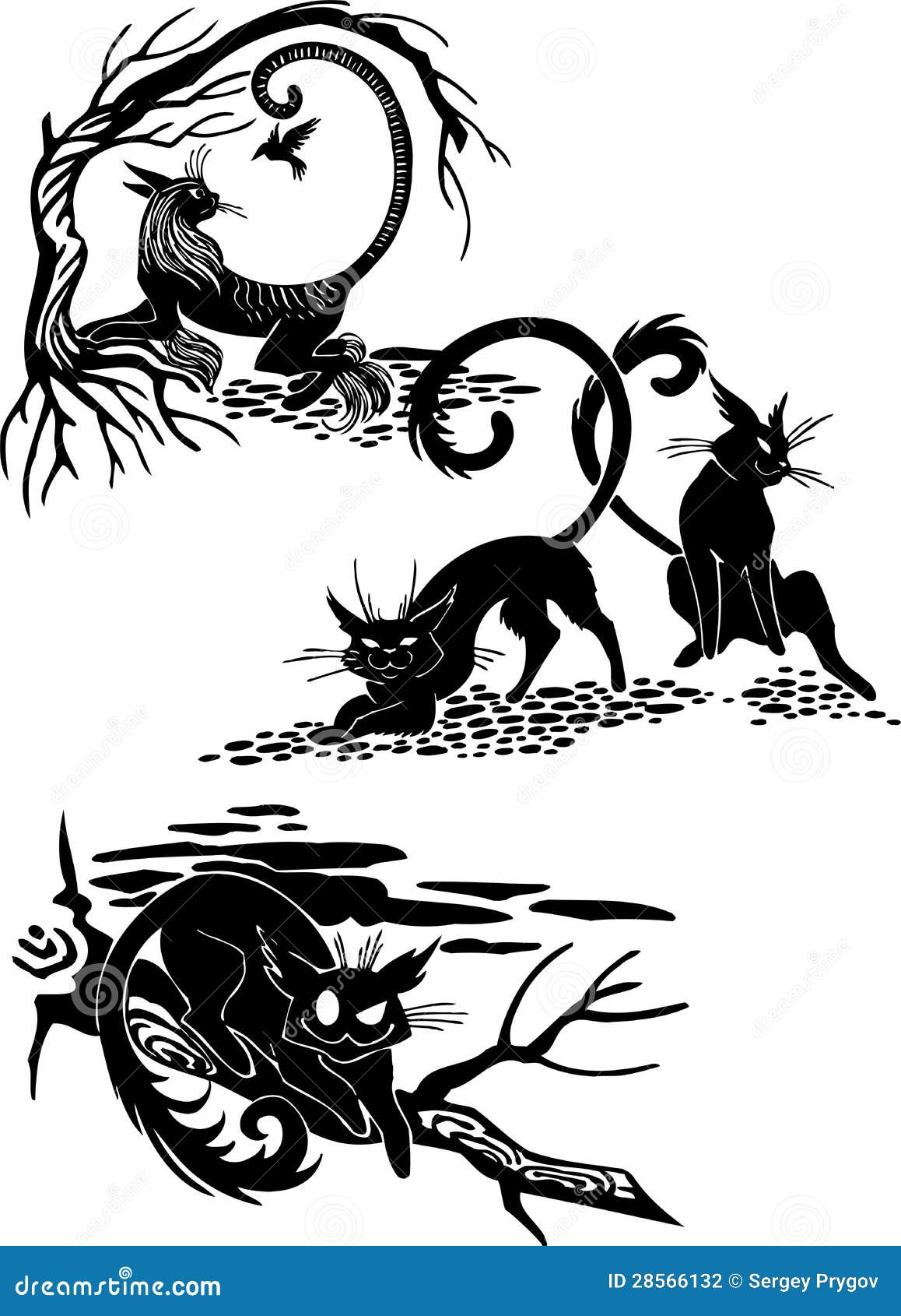 Stylized Cats - Elegance and Graceful Cats. Stock Vector - Illustration ...