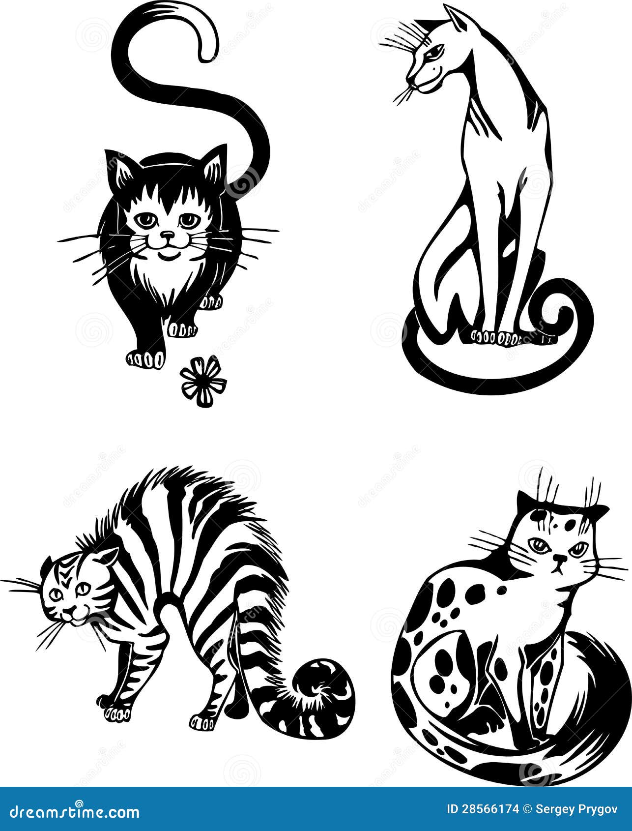 Stylized Cats - Elegance and Graceful Cats. Stock Vector - Illustration ...