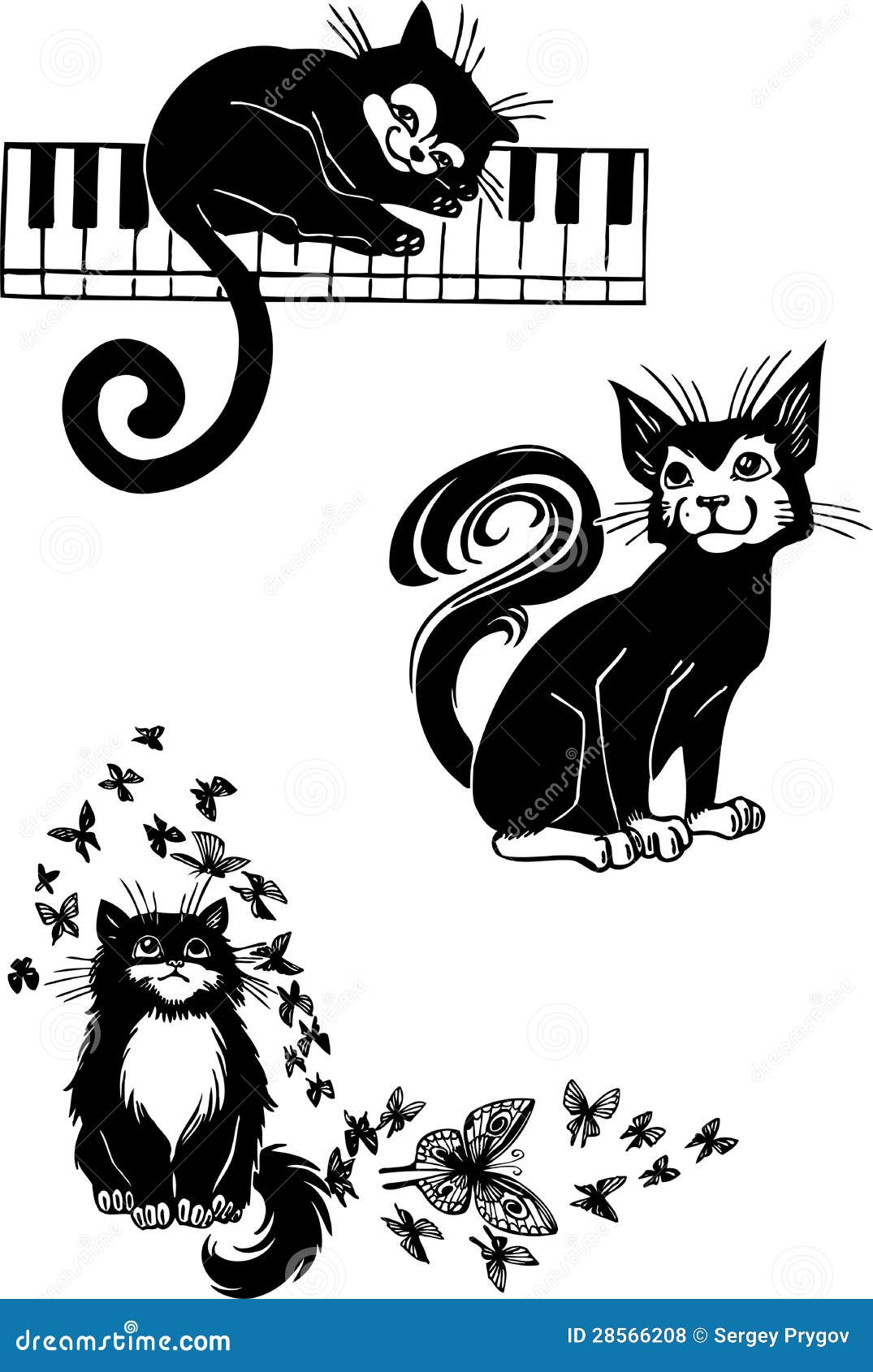 Stylized Cats - Elegance and Graceful Cats. Stock Vector - Illustration ...