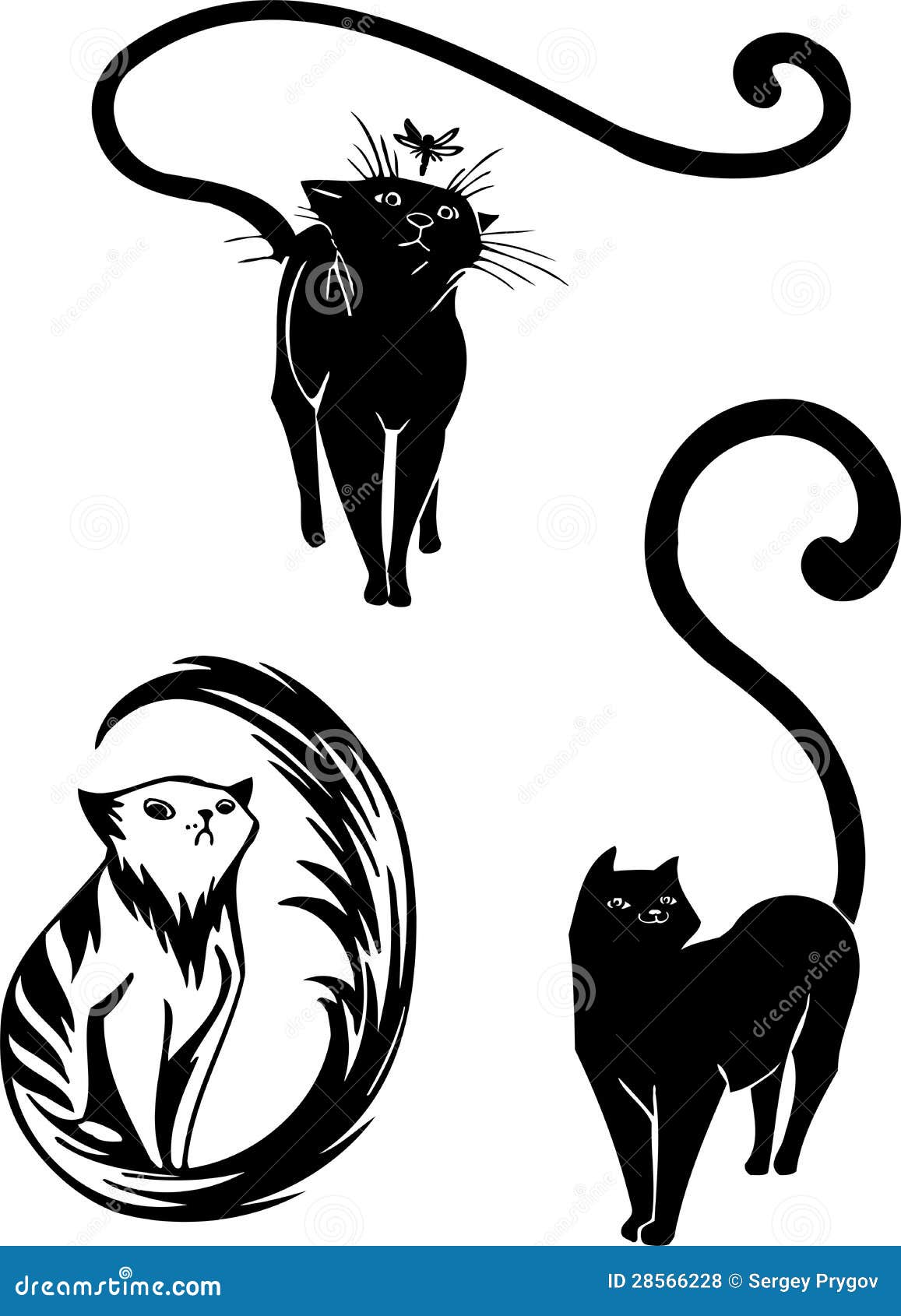 Stylized Cats - Elegance and Graceful Cats. Stock Vector - Illustration ...