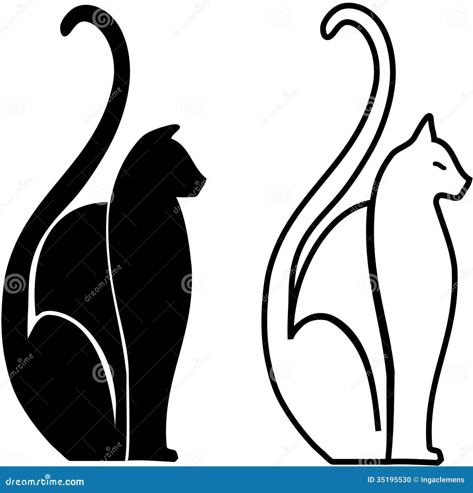 Stylized cats stock illustration. Illustration of kitten - 35195530