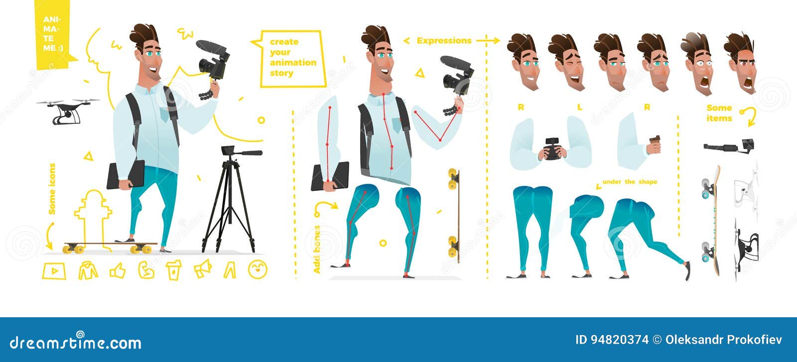 Stylized Characters Set For Animation Vector Illustration ...