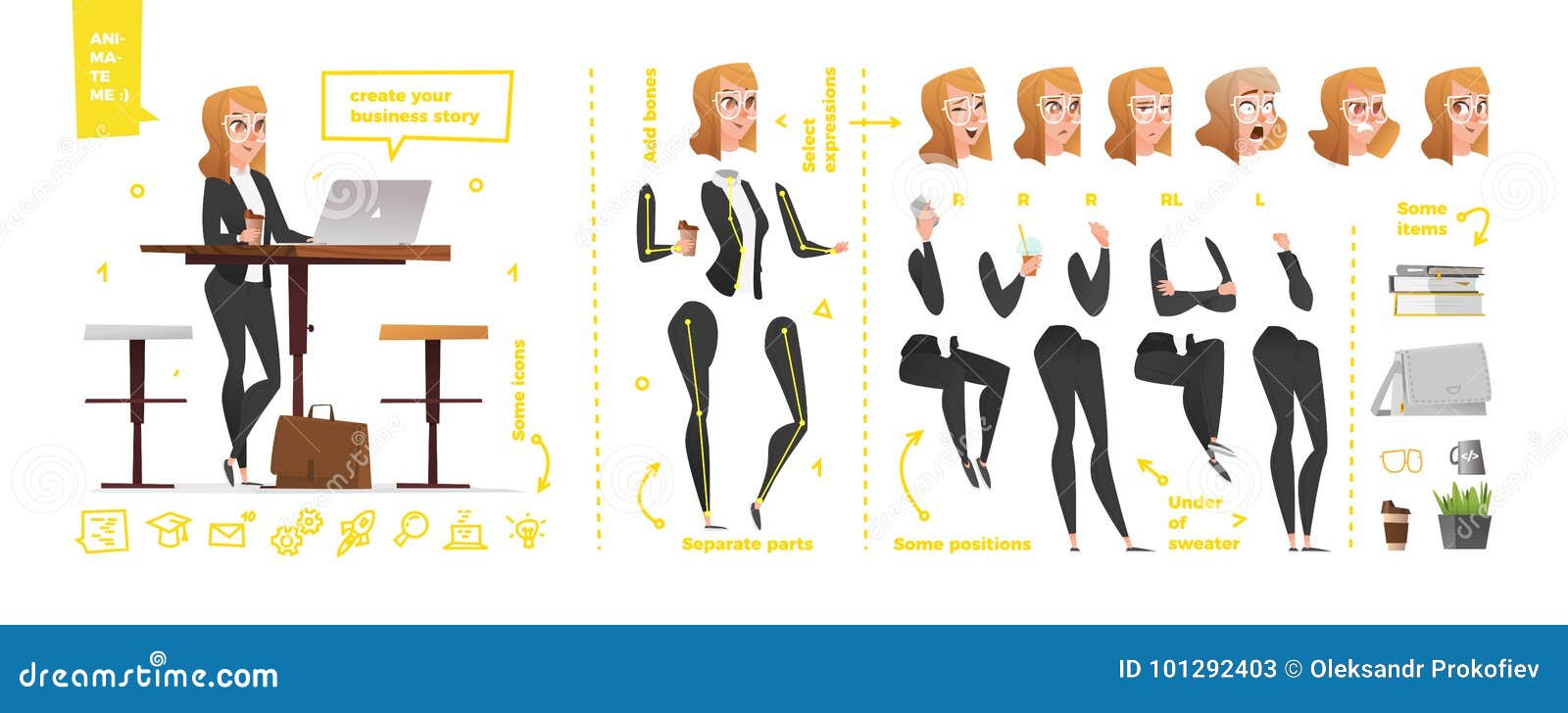 Stylized Characters Set For Animation. Cartoon Vector | CartoonDealer ...