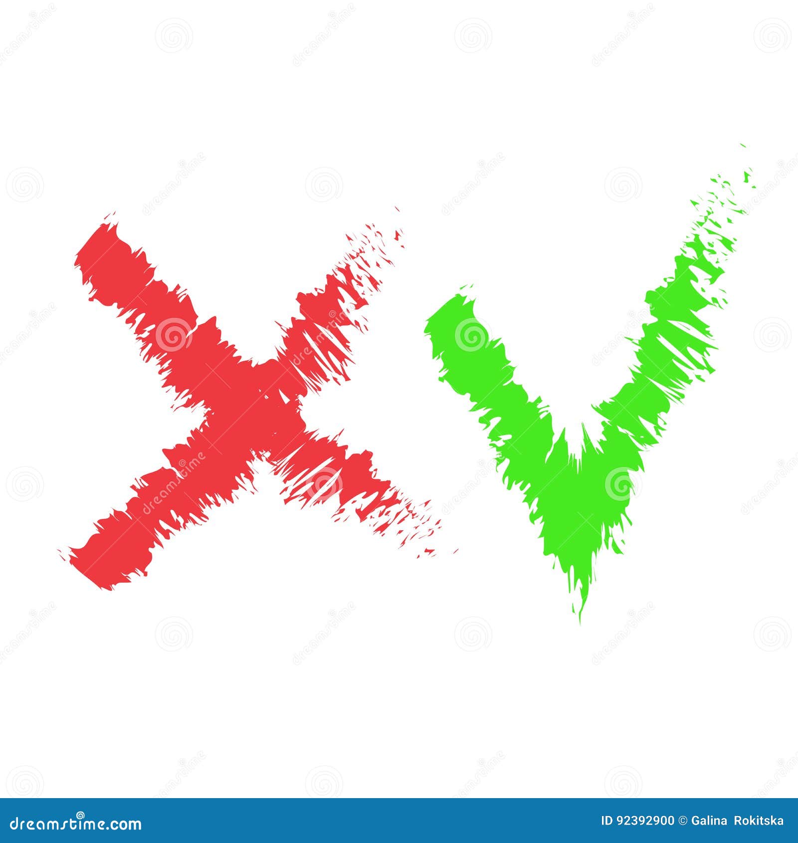 Stylized Check Mark Icons. Red and Green Color. Vector Illustration ...