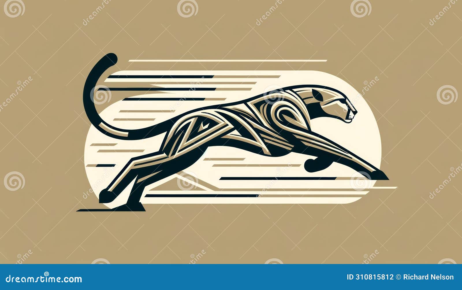 Graphic Illustration of a Stylized Cheetah in Motion Stock Illustration ...