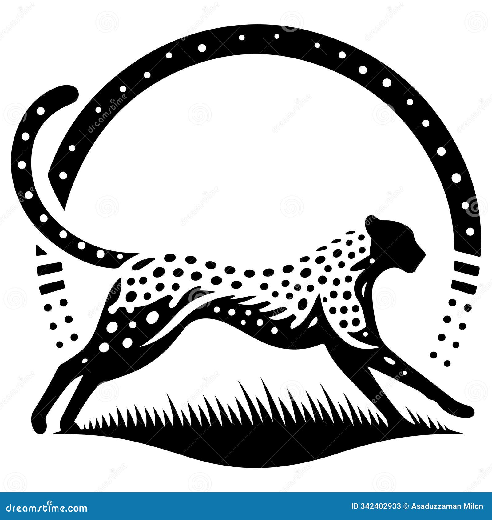 Stylized Cheetah Silhouette Design in Dot Art Stock Illustration ...