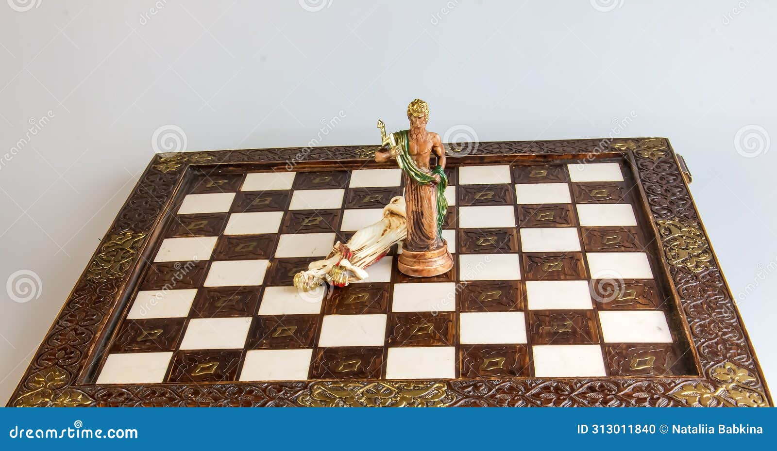Stylized Chess. Chessboard with White and Black Kings Stock Photo ...