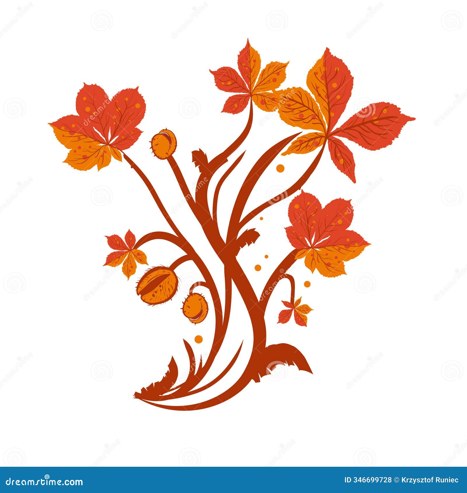 Stylized Chestnut Leaves Decorative Element Stock Vector - Illustration ...