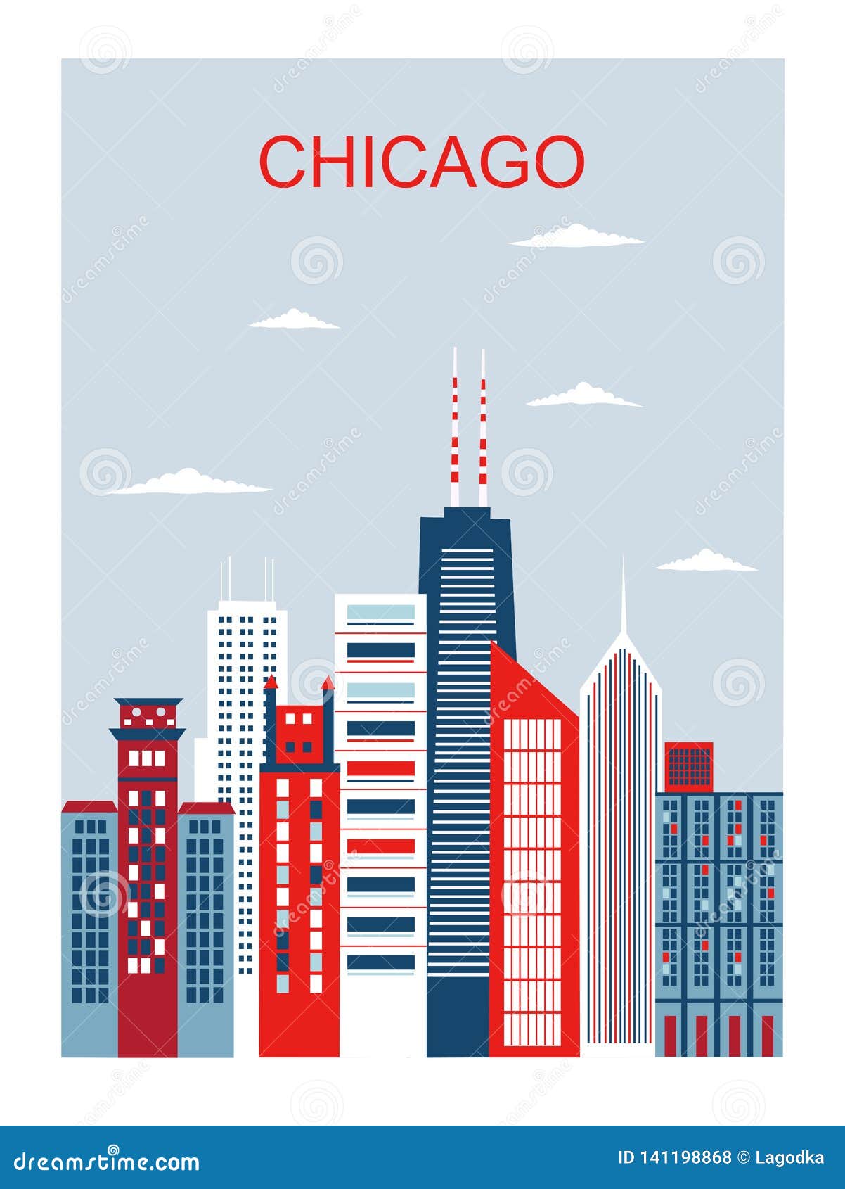 Stylized Chicago city. stock vector. Illustration of creative - 141198868