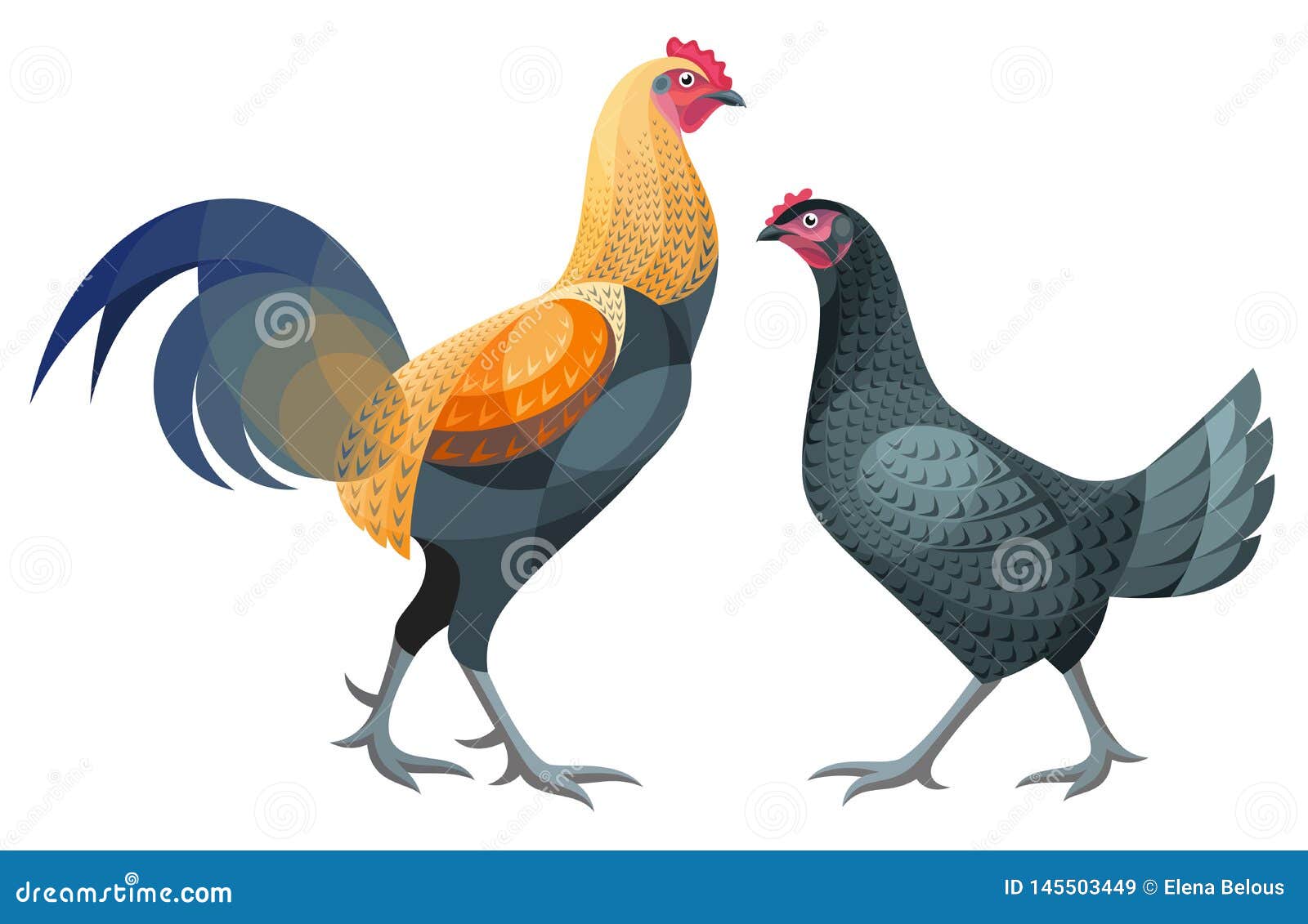 Stylized Chickens. Roosters Illustration. | CartoonDealer.com #82709408