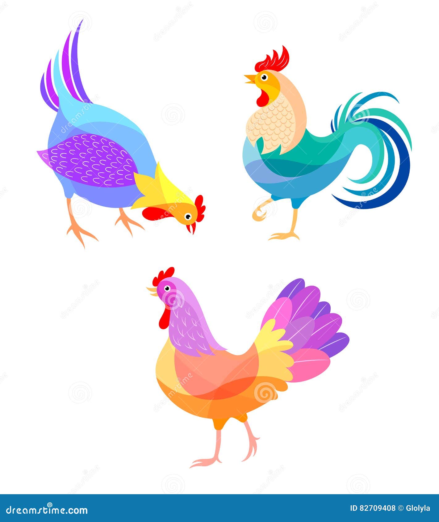 Stylized Chickens. Roosters Illustration. | CartoonDealer.com #82709408 Stylized Chickens. Roosters Illustration. | CartoonDealer.com #82709408