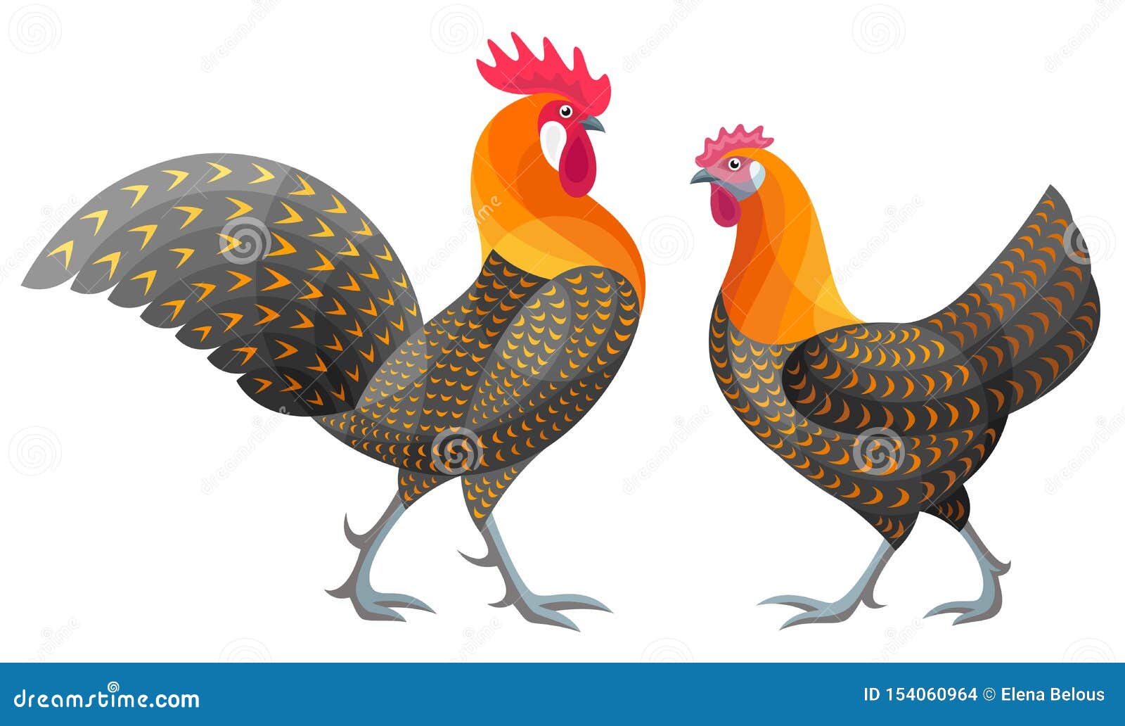 Stylized Chickens - Vector Illustration Stock Vector - Illustration of ...