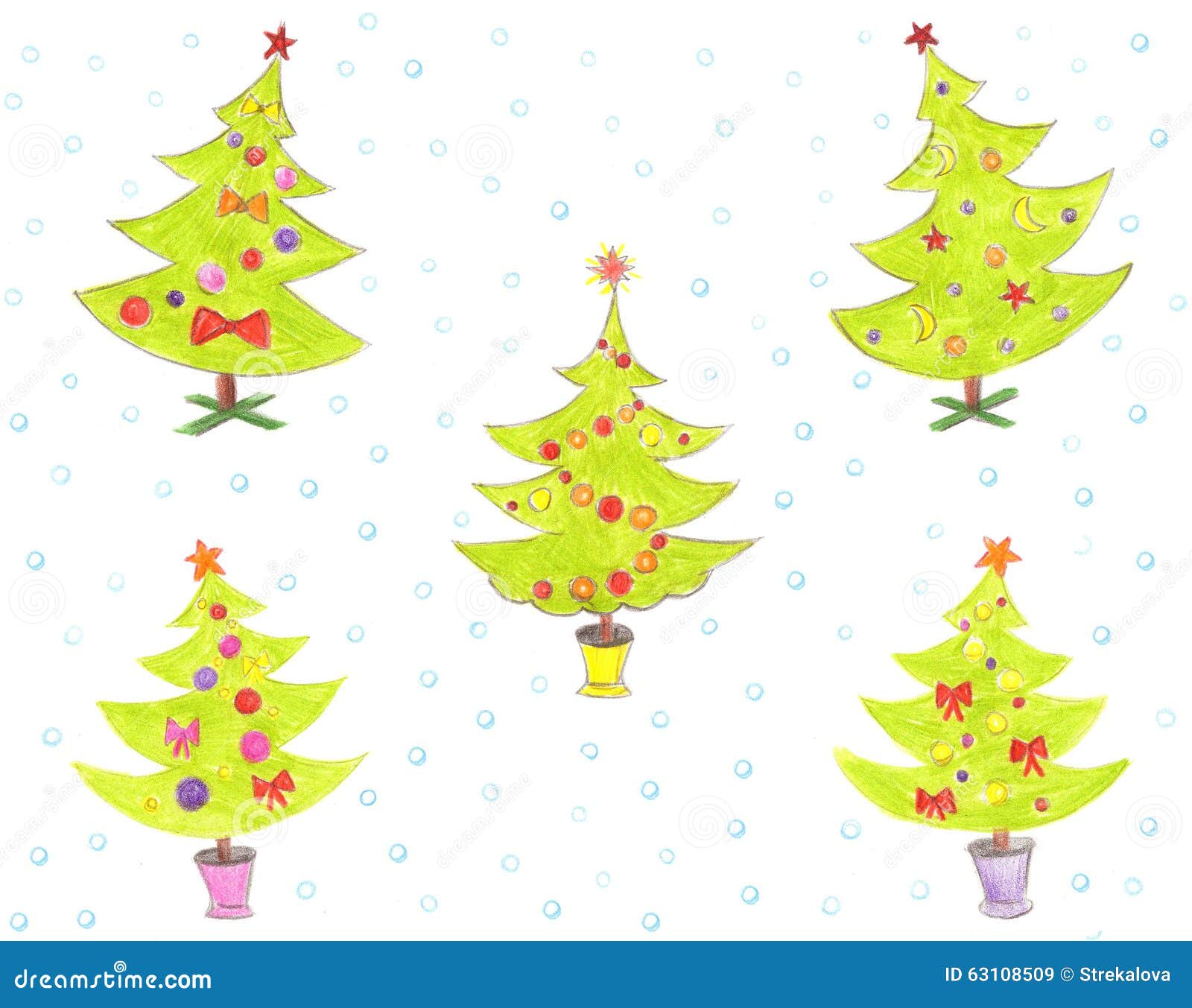 Stylized Christmas Tree with Colorful Ornaments Stock Illustration ...