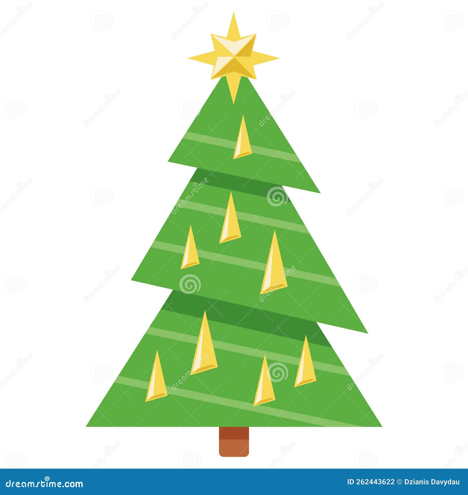 Stylized Christmas Tree with Yellow Star Vector Illustration Stock ...