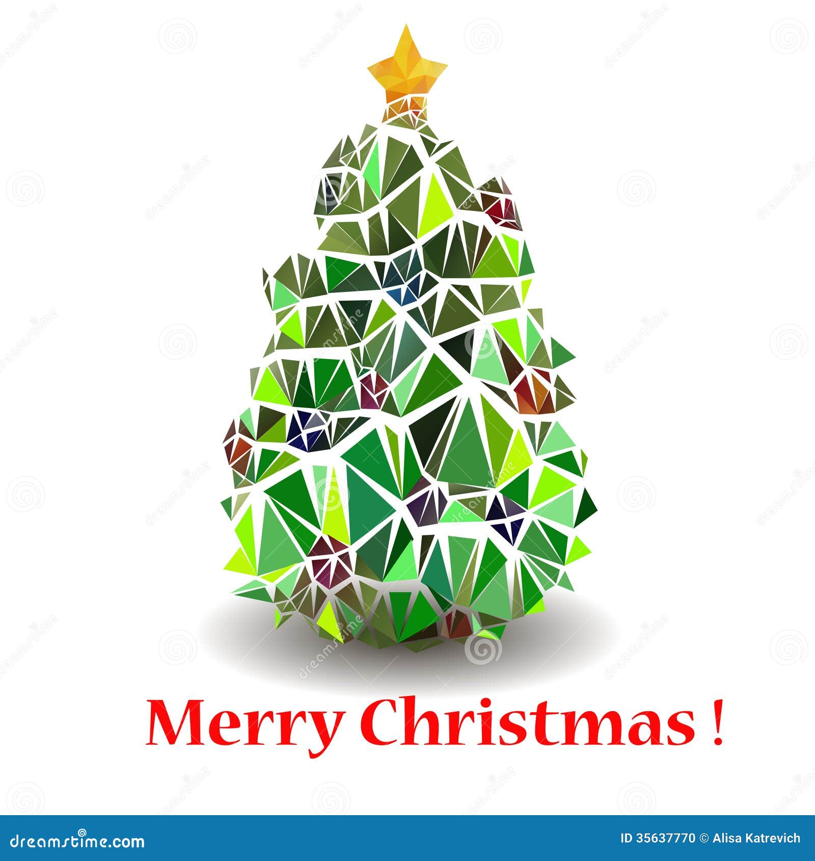 Stylized Christmas Tree with Yellow Star. Stock Vector - Illustration ...