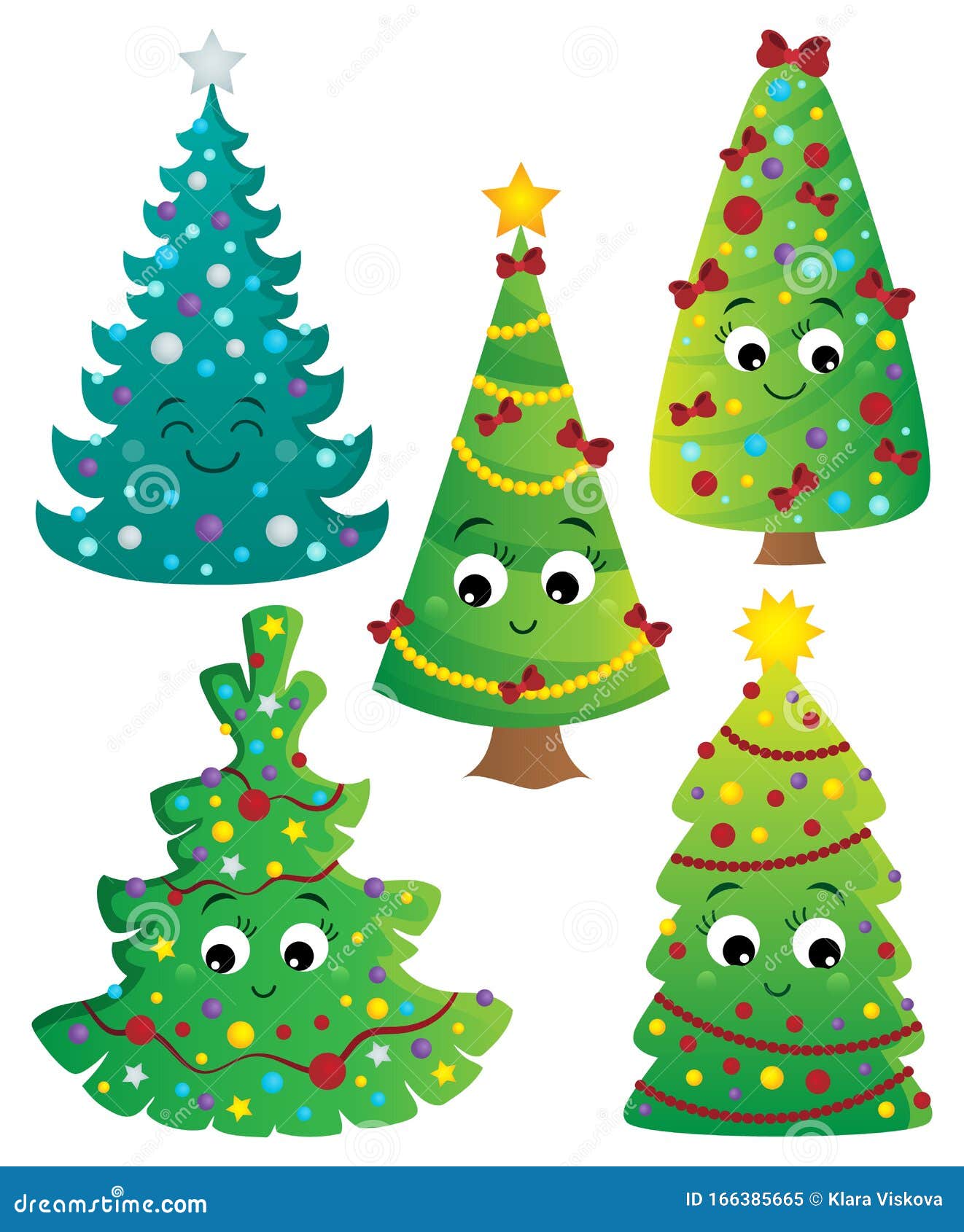 Stylized Christmas Trees Collection 2 Stock Vector - Illustration of ...