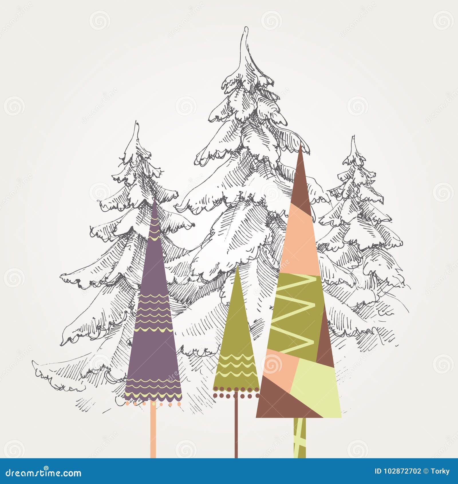 Stylized Christmas Tree Vector Illustration | CartoonDealer.com #12073504