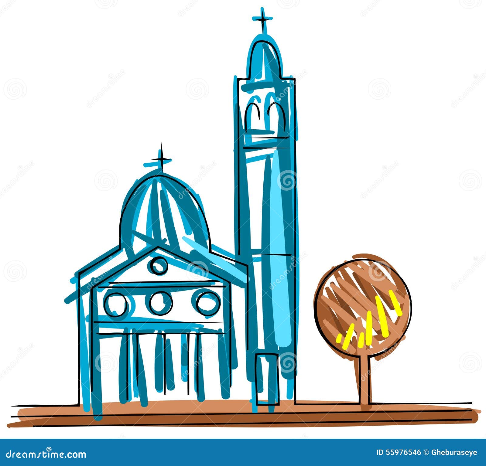 Stylized Church With Sun Isolated Royalty-Free Stock Photography ...
