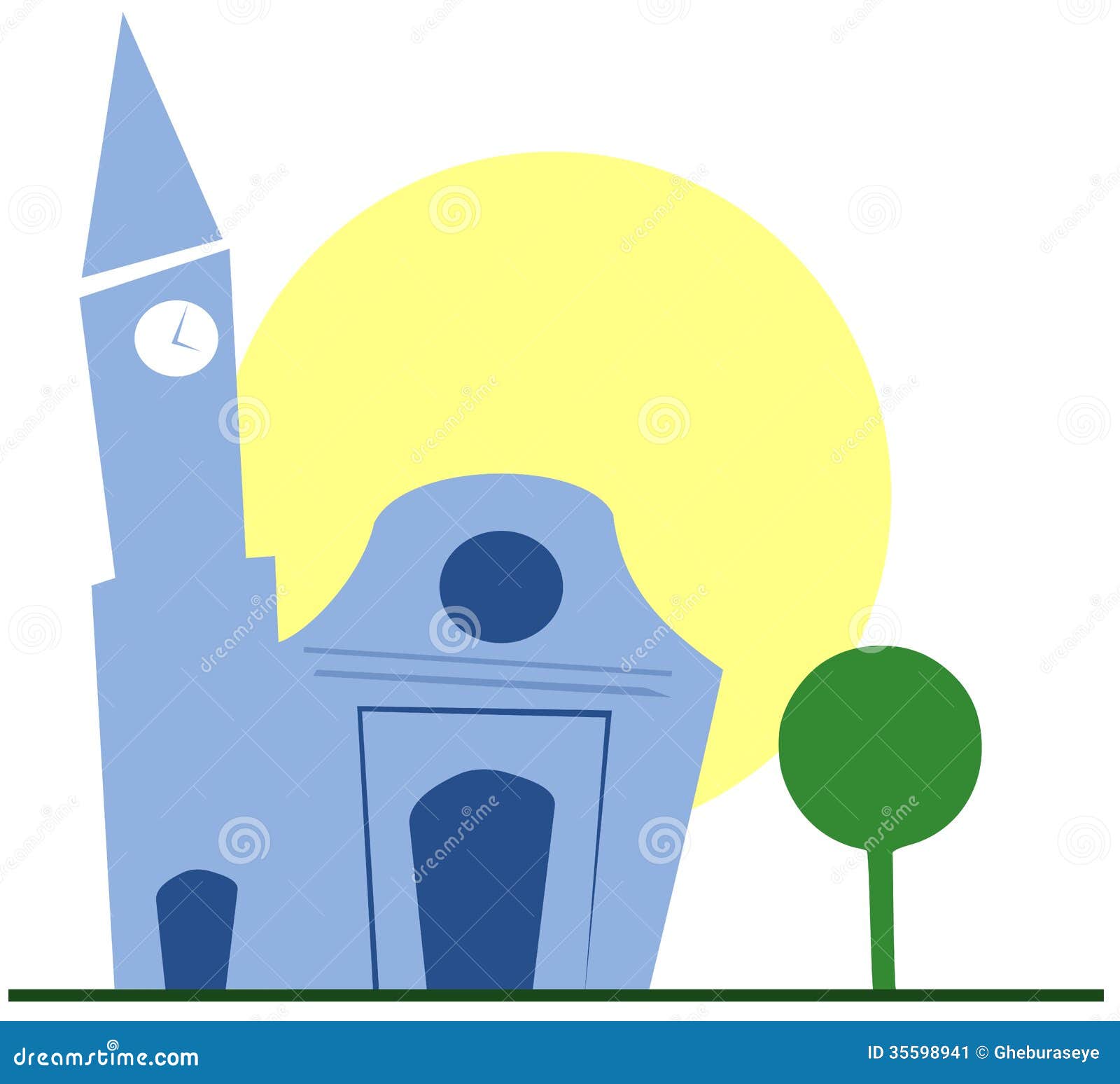 Stylized Church With Sun Isolated Royalty-Free Stock Photography ...