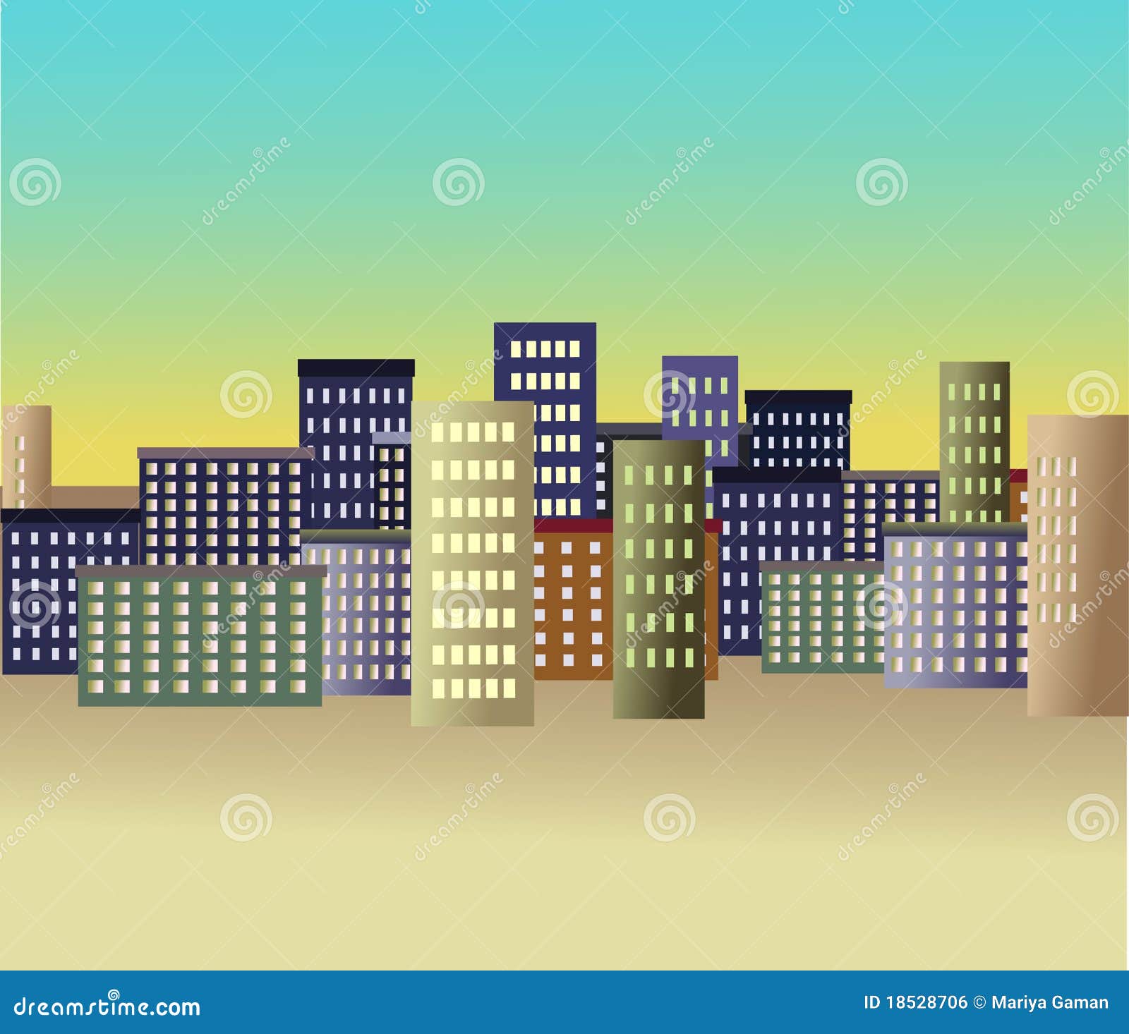 Stylized city stock vector. Illustration of light, small - 18528706