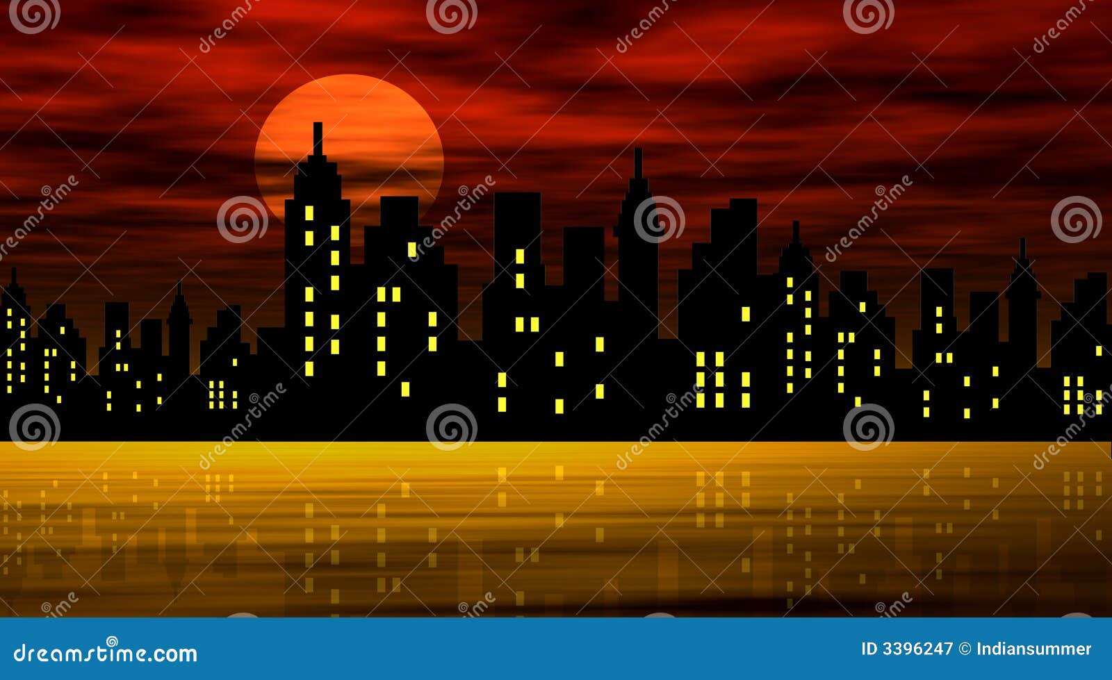 Stylized City Against Night Stock Illustration - Illustration of estate ...