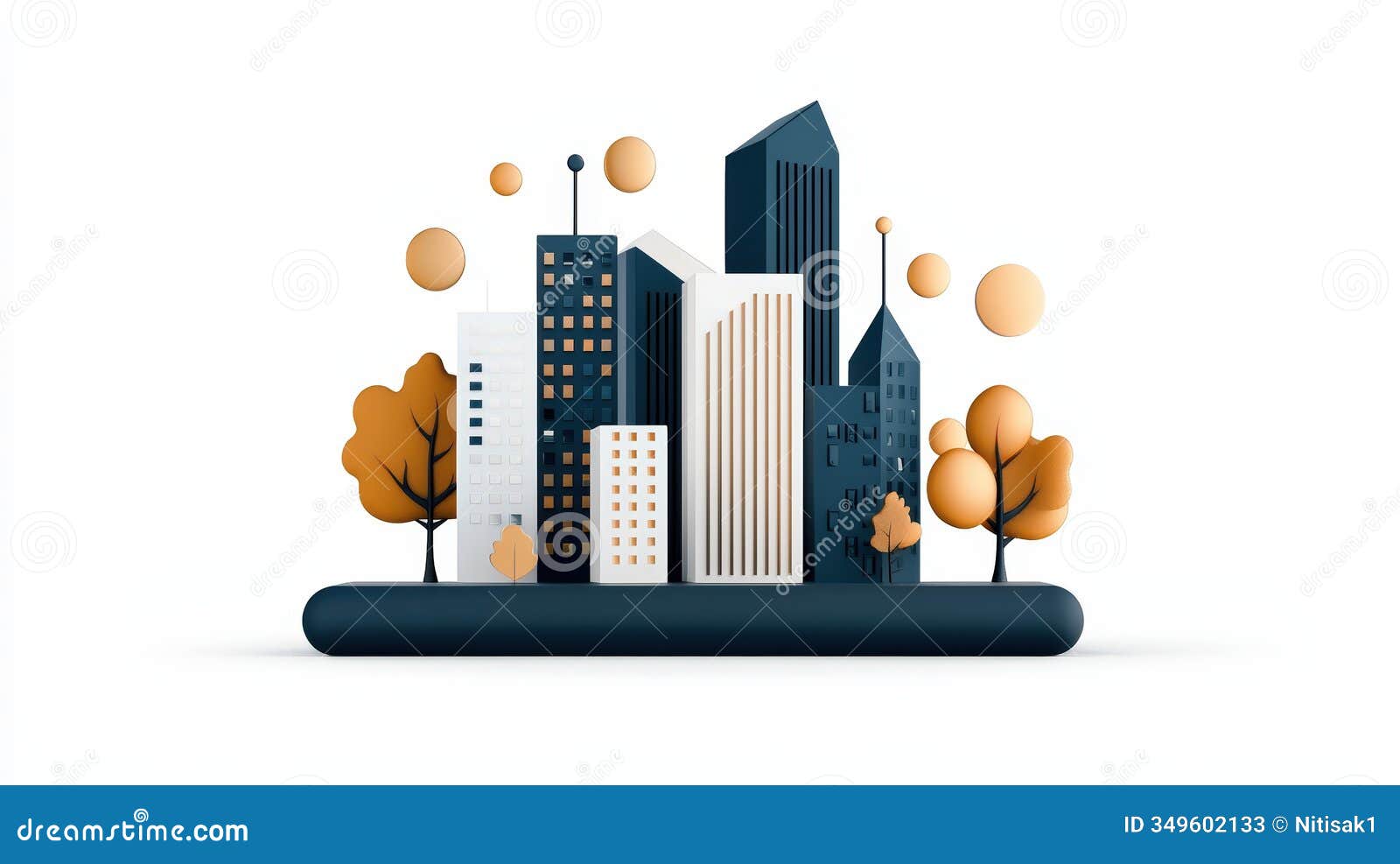 Stylized City Skyline with Warm Colors Stock Illustration ...