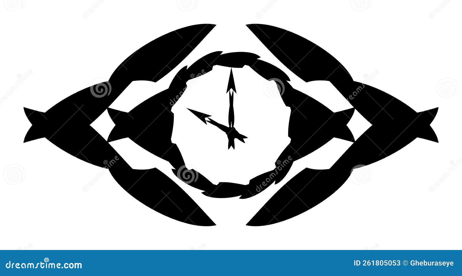Stylized Clock in Black and White, Object, Isolated. Stock Illustration ...