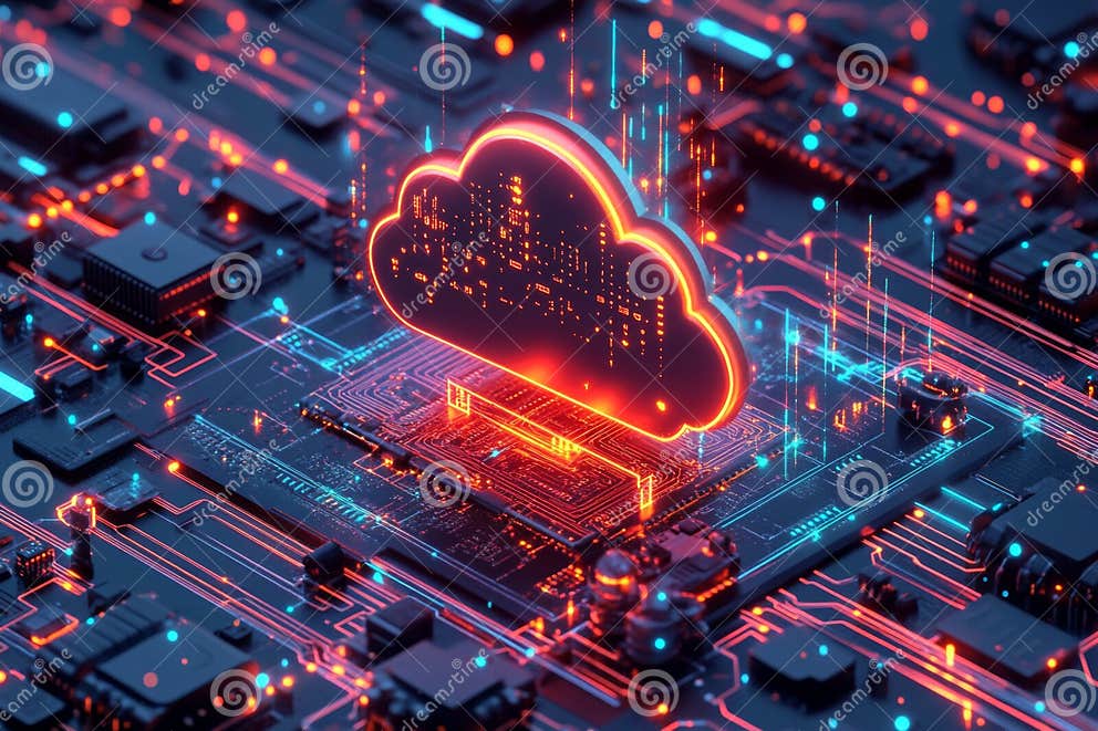 Stylized Cloud Computing Concept Stock Illustration - Illustration of ...