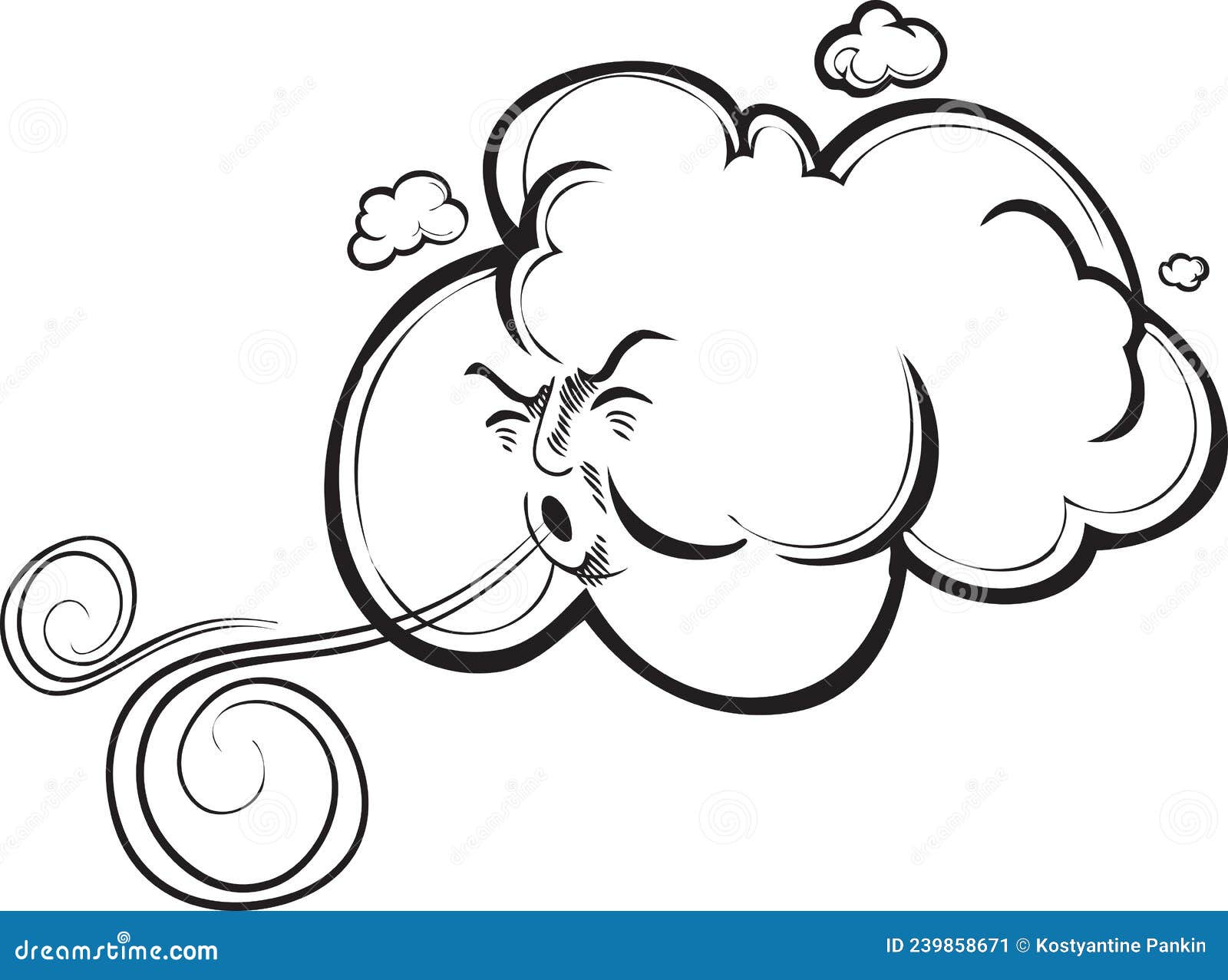 Stylized Cloud Creating Wind Stock Vector - Illustration of forecaster ...