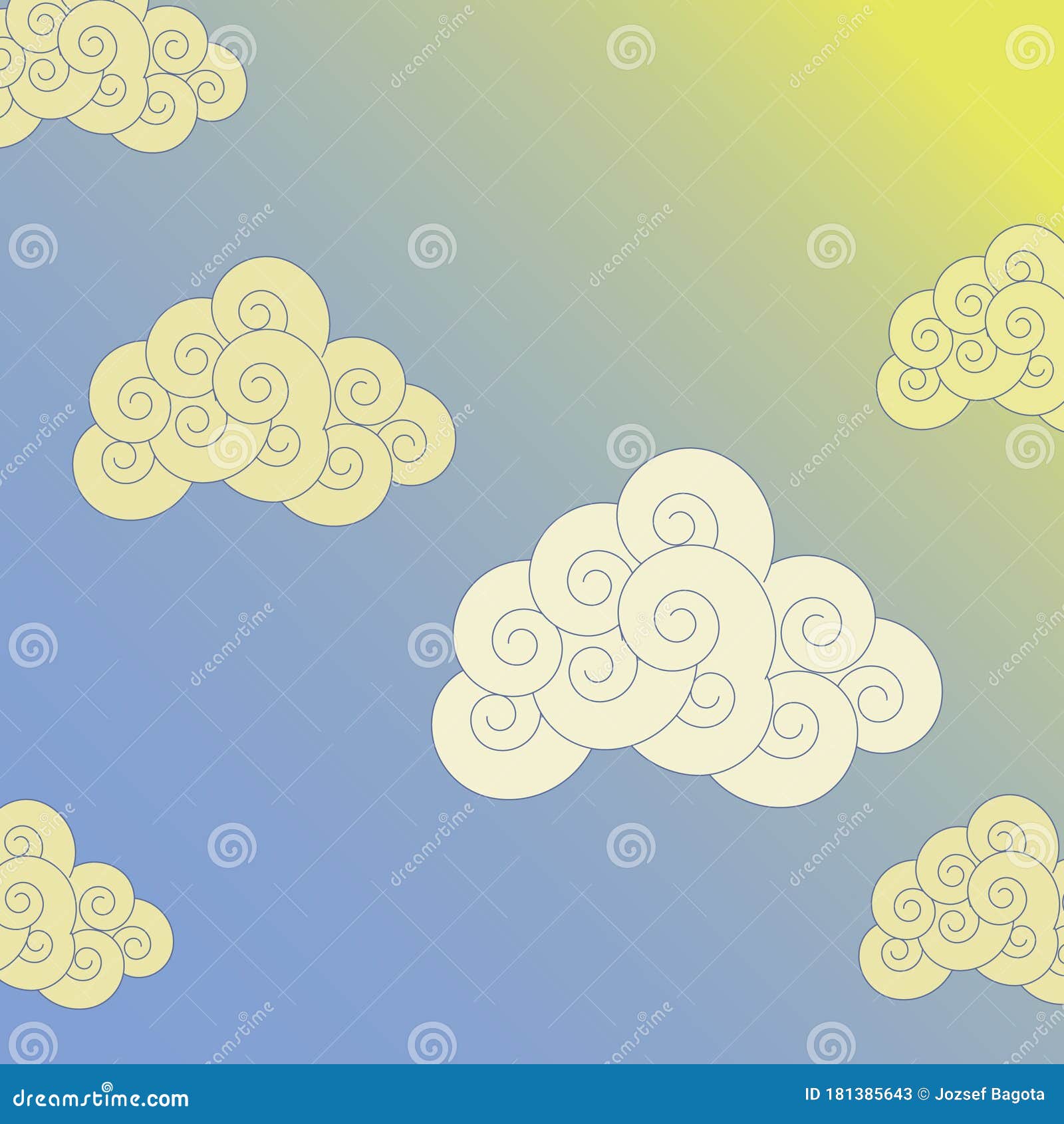 Stylized Clouds Background stock vector. Illustration of bright - 181385643