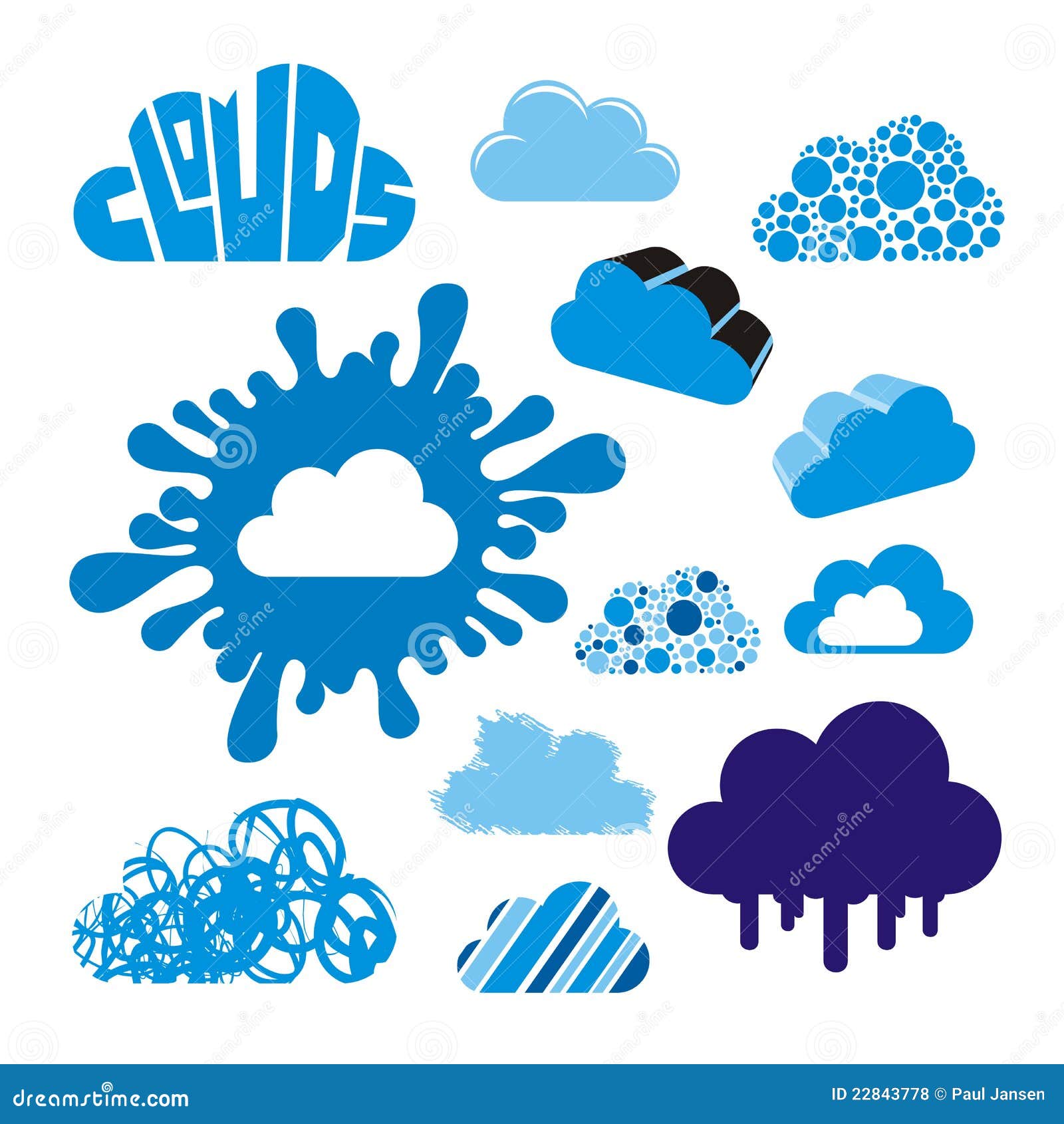 Stylized clouds collection stock vector. Illustration of pattern - 22843778