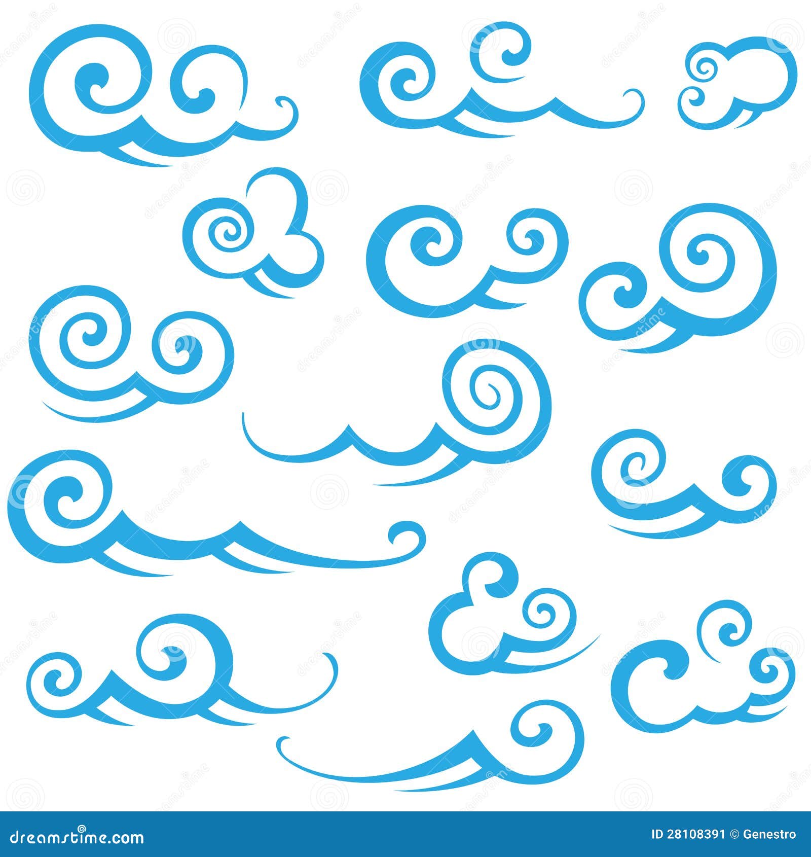Stylized clouds collection stock illustration. Illustration of design ...