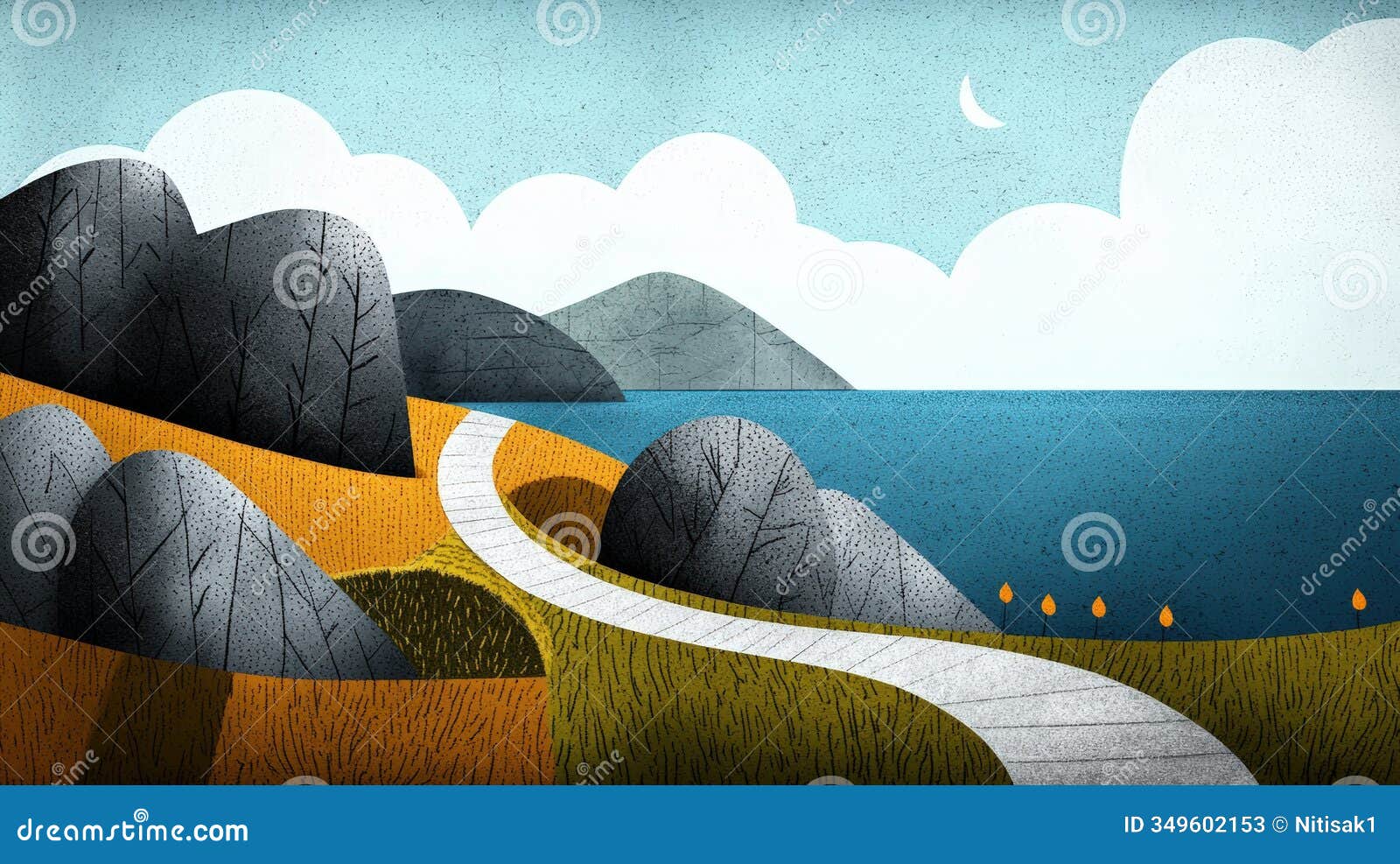 Stylized Coastal Town Map Stock Image | CartoonDealer.com #362512087