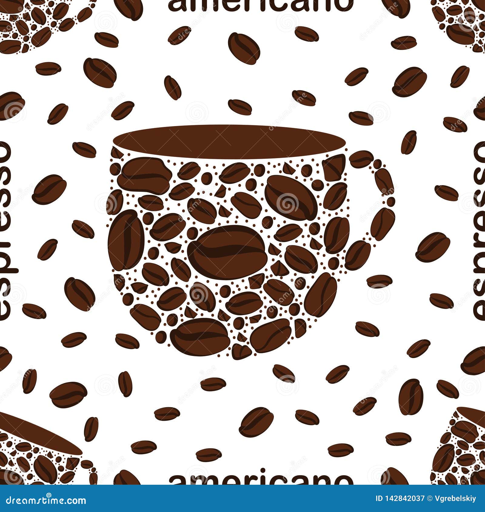 Stylized Coffee Cup. Seamless Pattern Stock Vector - Illustration of ...