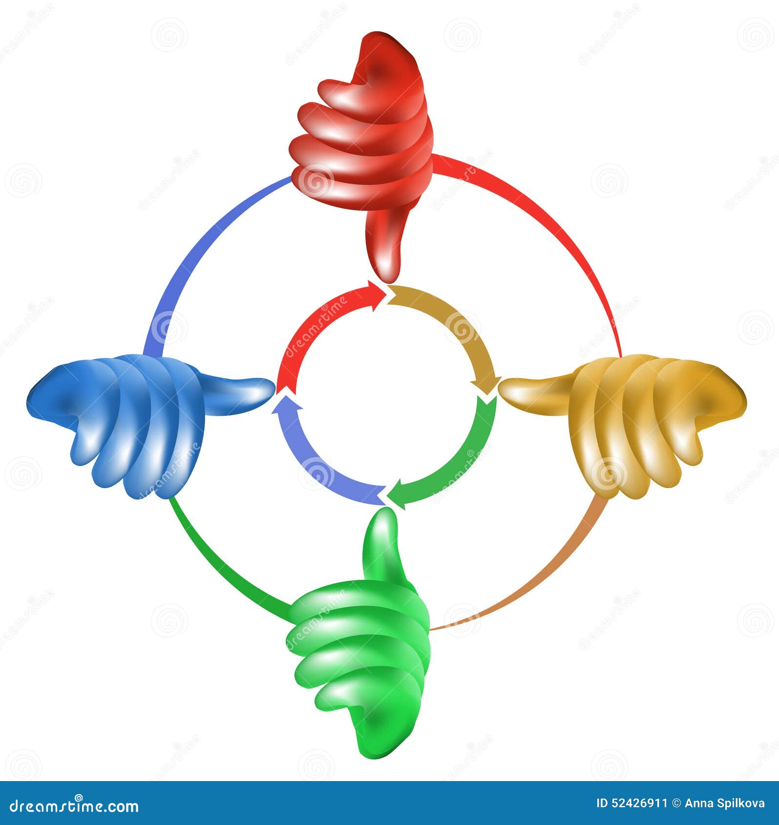 Stylized Colored Hands with Arrows Stock Vector - Illustration of color ...